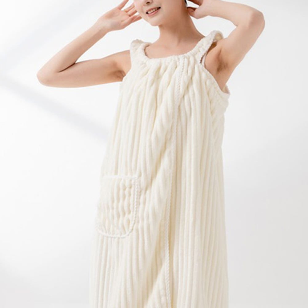 Bosisa Coral Fleece Bathrobe Bath Towel Women'S Absorbent Shower Cap ...