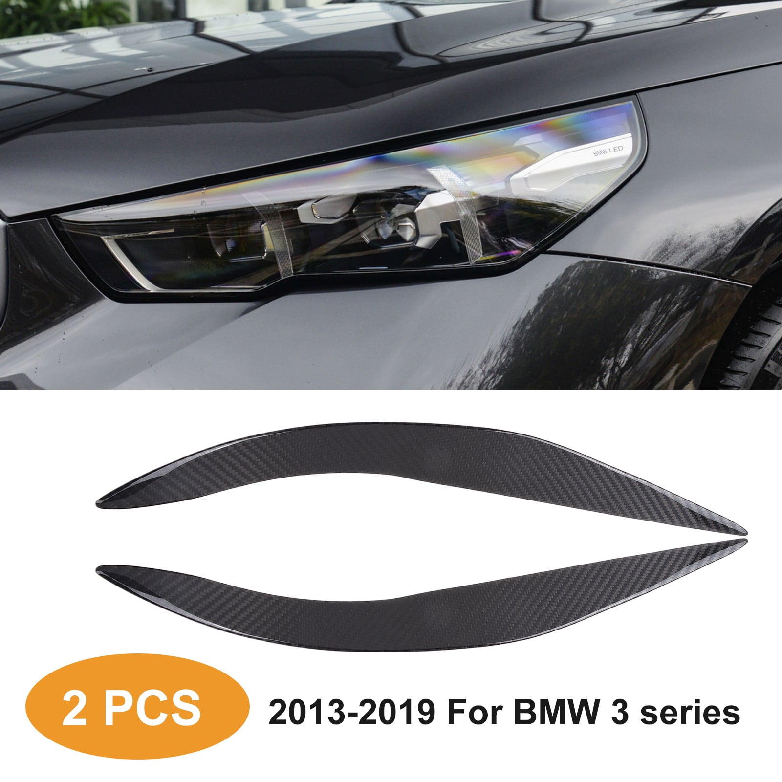 Bosisa Pair Carbon Fiber Headlight Eyebrow Eyelid Cover Trim 2013-2019 ...