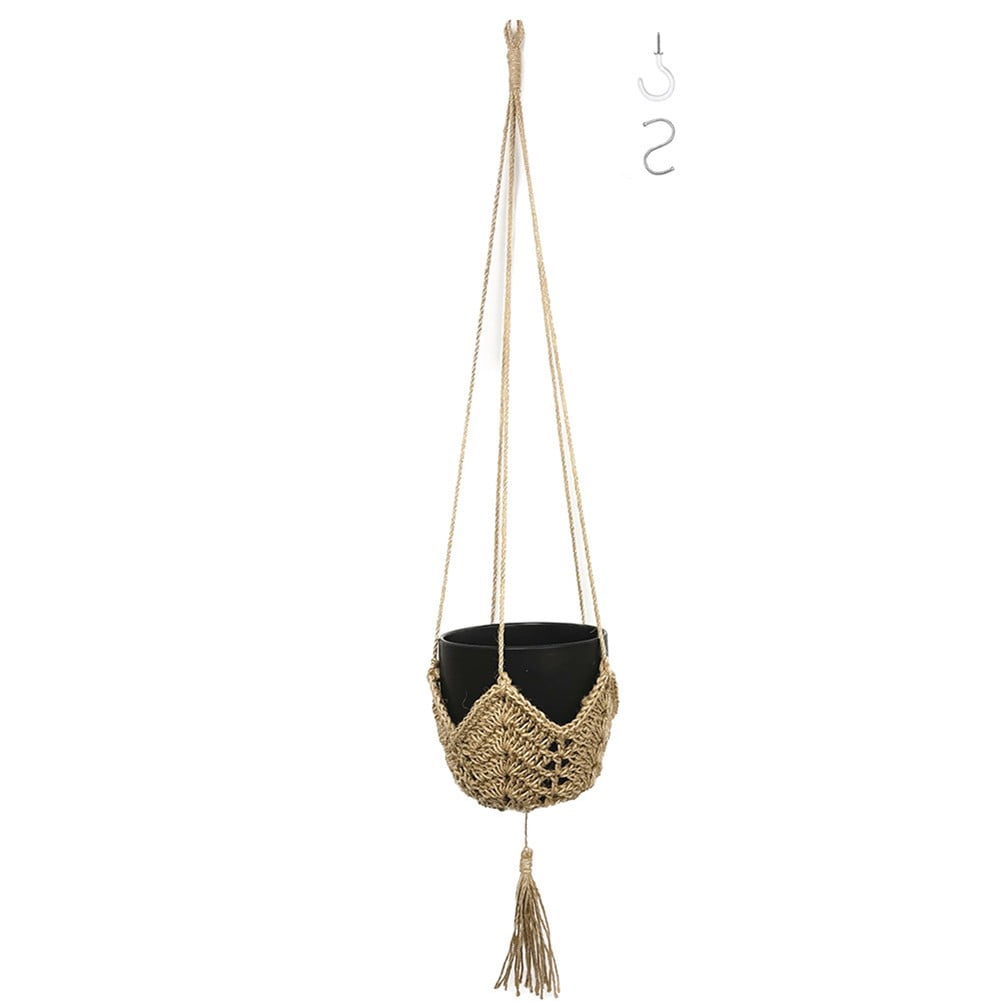 Bosisa Woven Hemp Rope Hanging Basket Plant Hook Decoration Hanging ...
