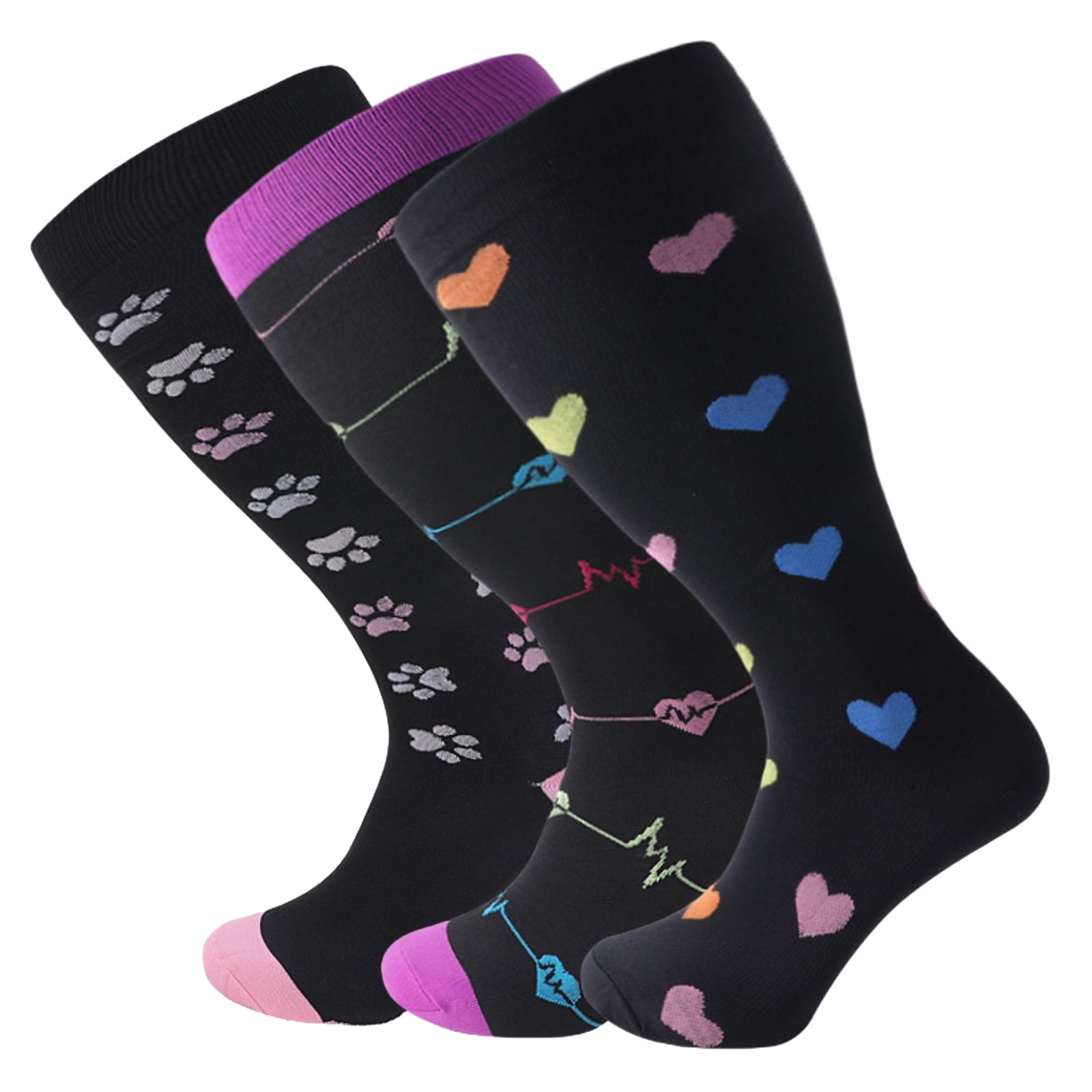 Bosixty Plus Size Compression Socks 15-25 mmhg Extra Wide Calf Knee ...