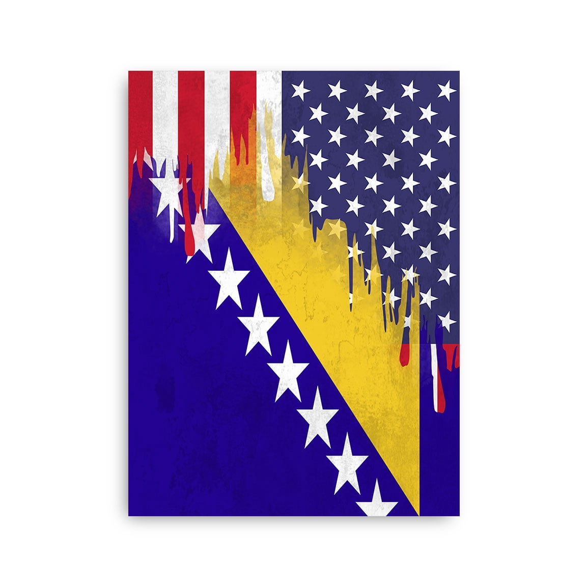 Bosnian American Flag Wall Art Friendship USA Bosnia And Herzegovina ...