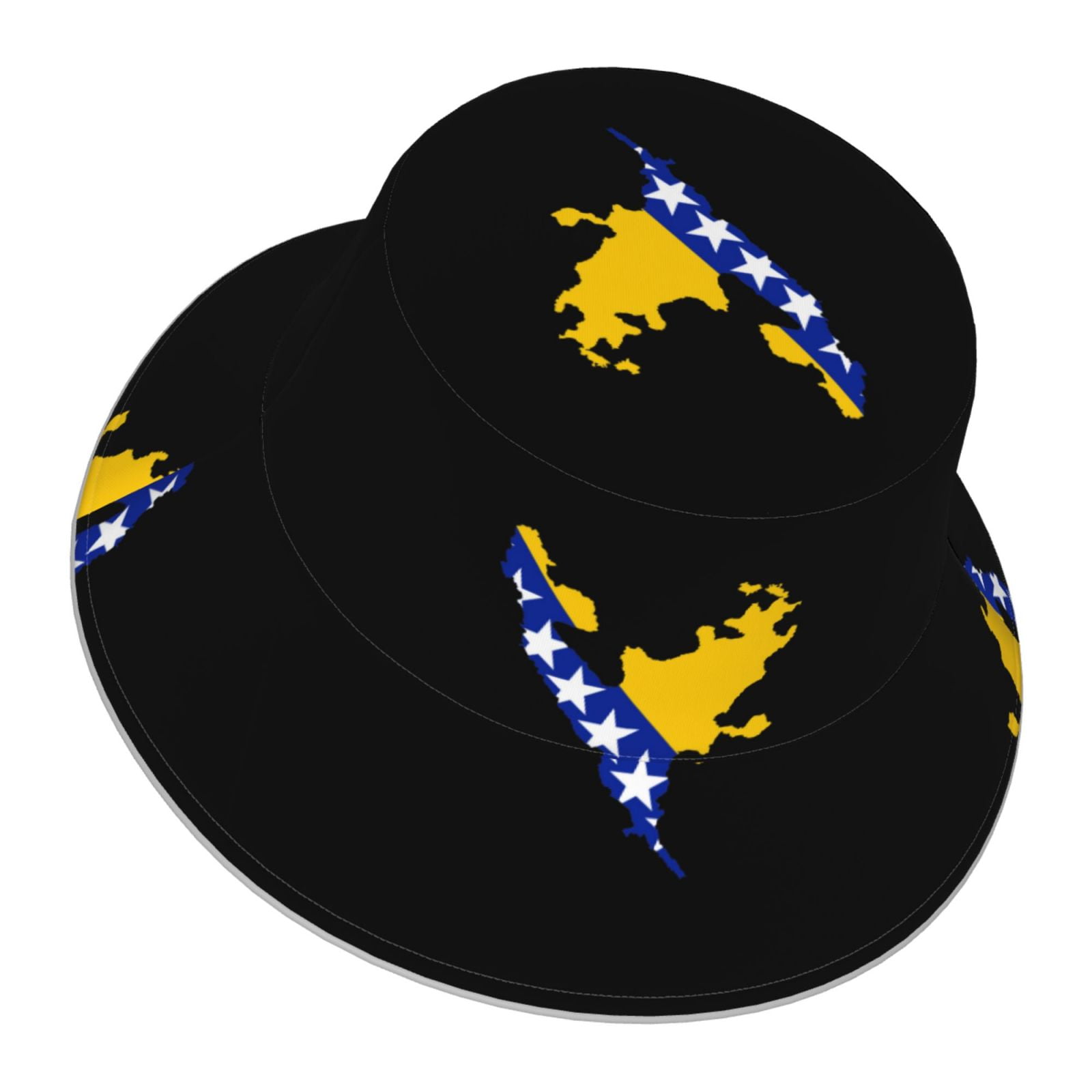 Bosnian Flag Map Bucket Hat Stripe Beach Fisherman Hats For Women Men ...
