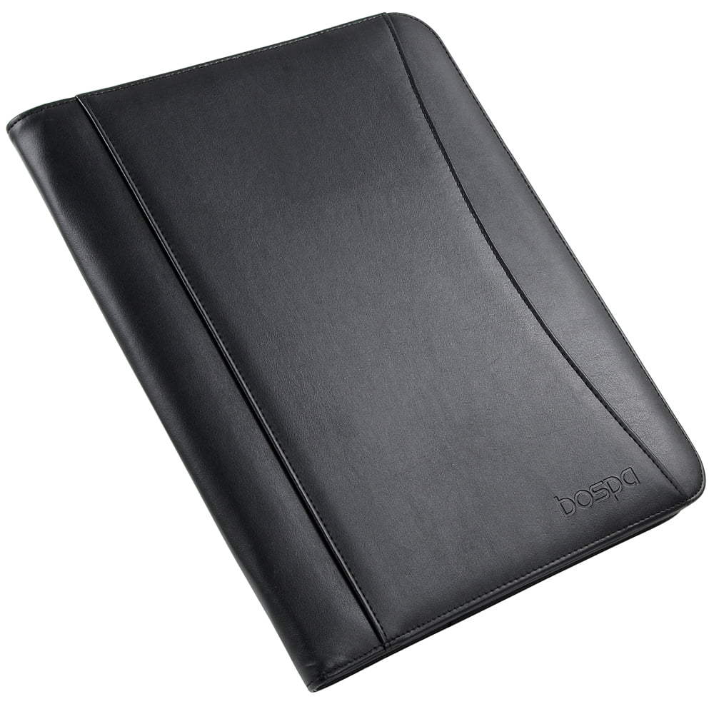 Bospa Professional Leather Padfolio Portfolio Folder with Zippered ...