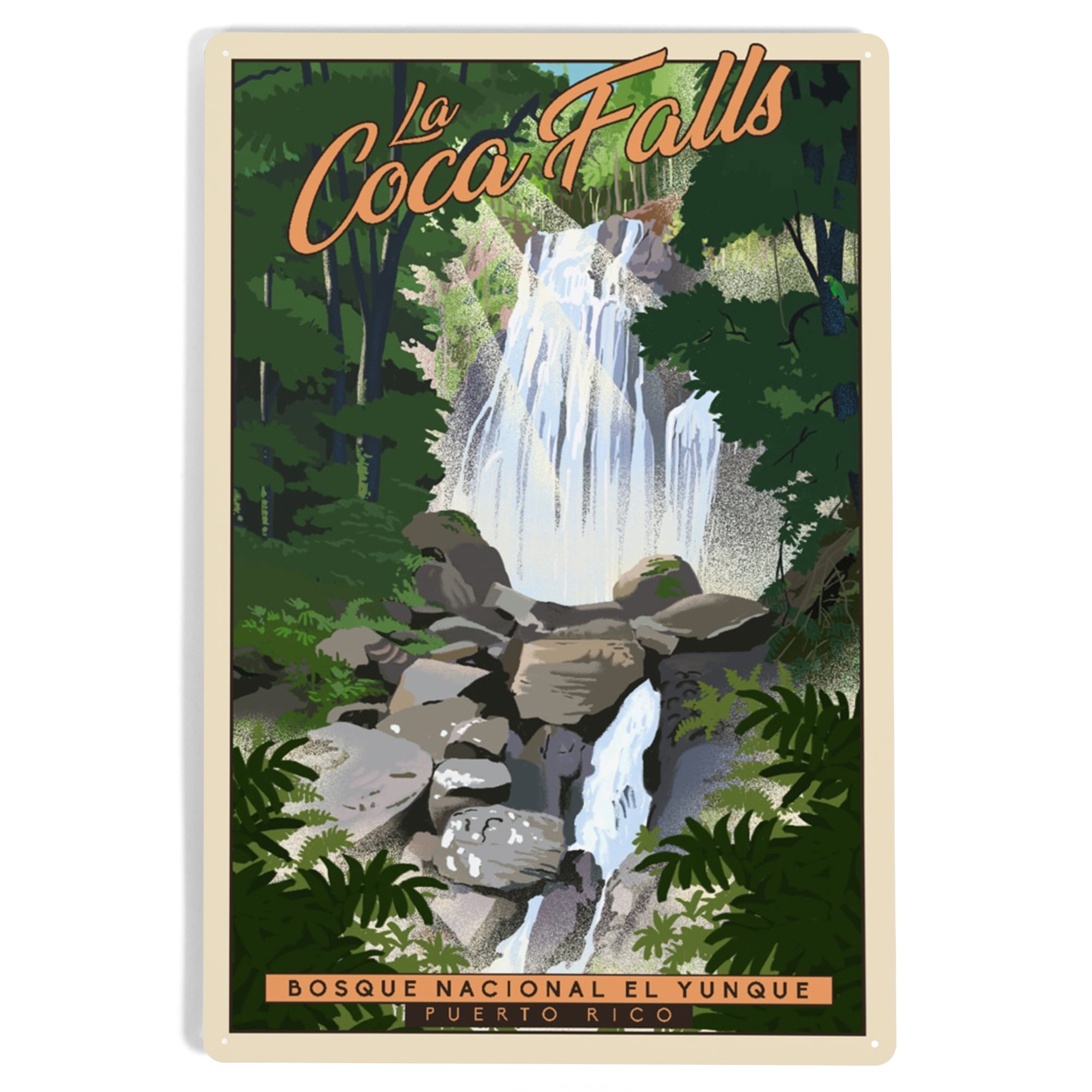 Bosque Nacional El Yunque, Puerto Rico, La Coca Falls, Lithograph ...
