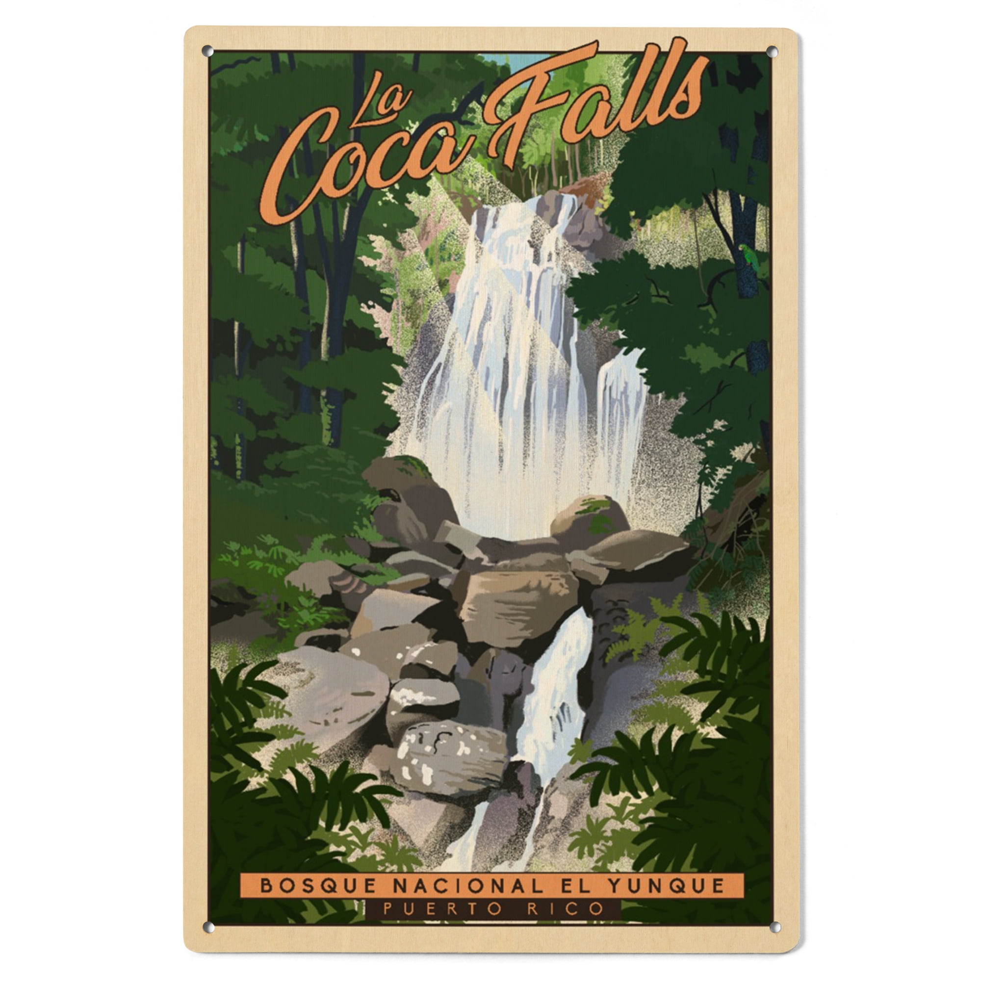 Bosque Nacional El Yunque, Puerto Rico, La Coca Falls, Lithograph Birch ...