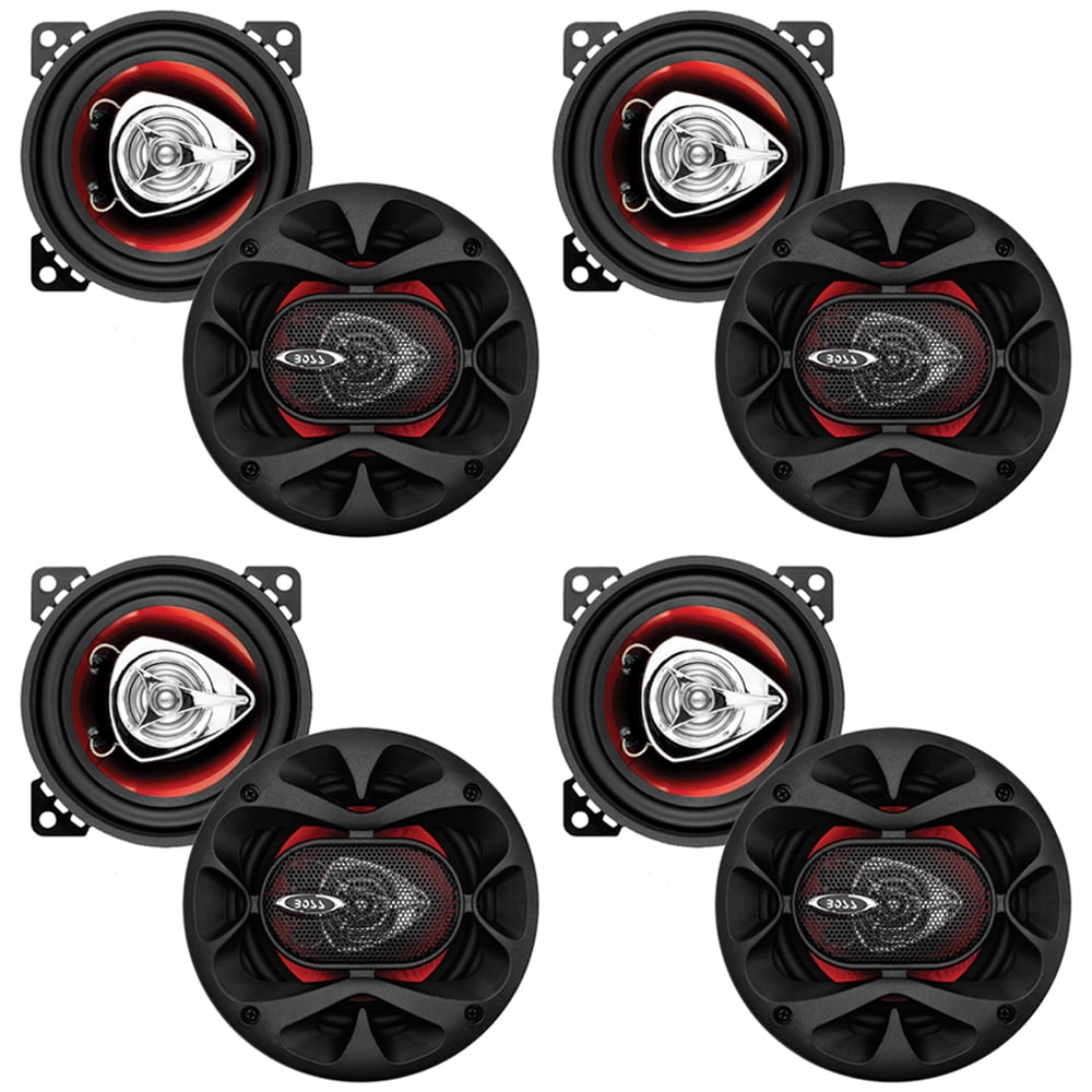 Boss 4 Inch 200W 2-Way Car Audio Coaxial Speakers Set of 8 Red Poly ...
