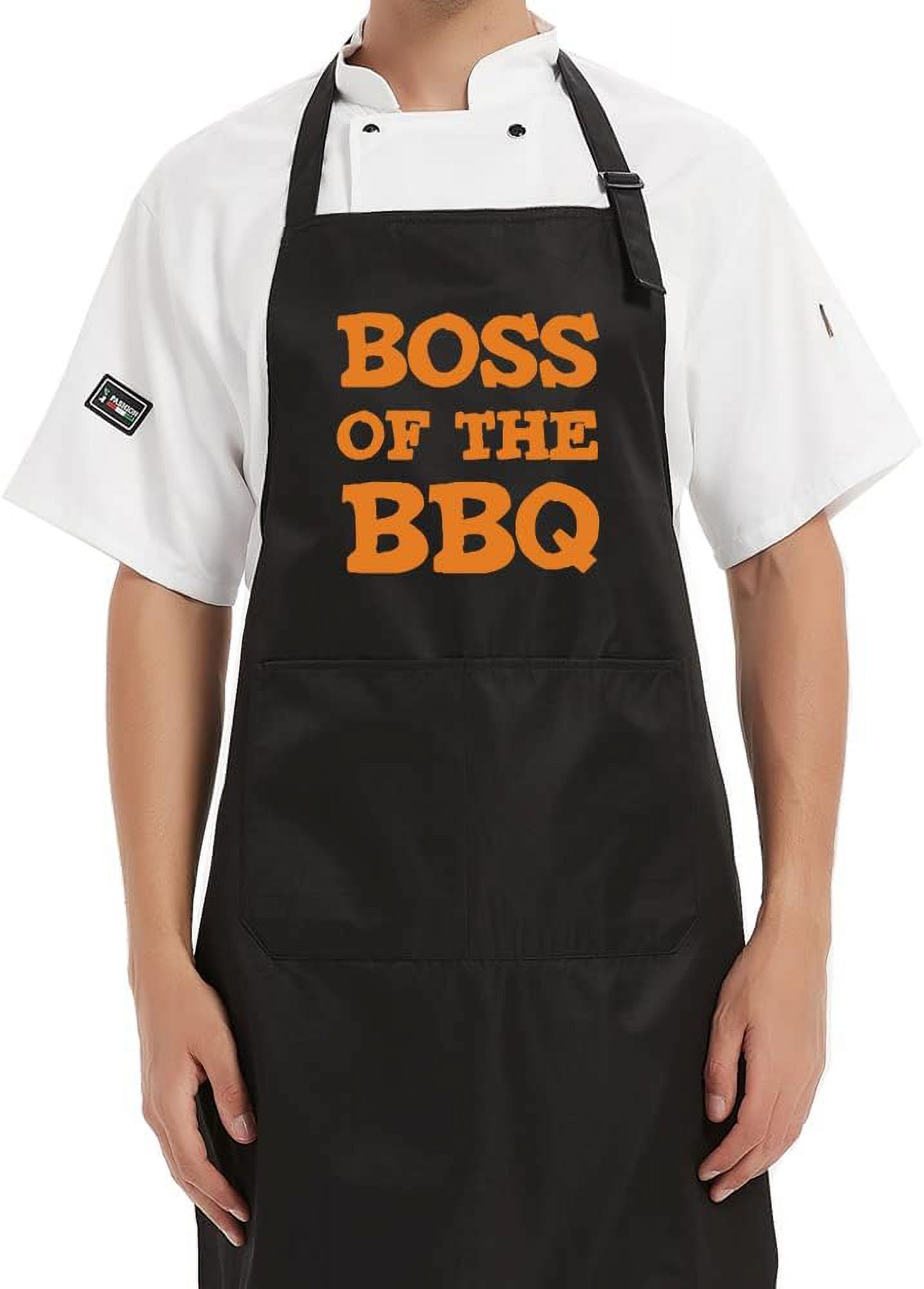 Boss of The BBQ Funny BBQ Apron for Men Women, Black Adjustable ...