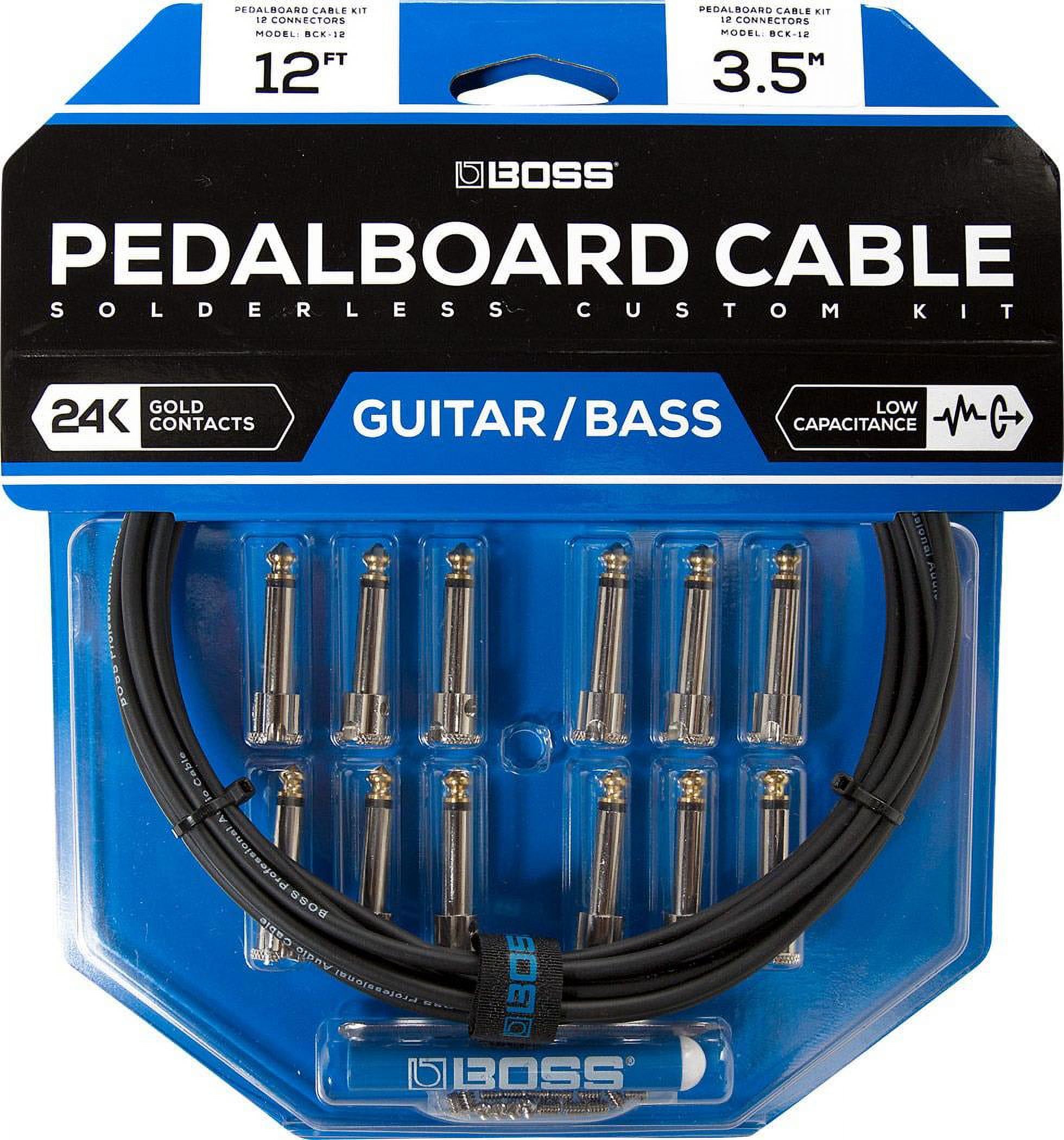 Boss BCK-12 Solderless Pedalboard Kit, 12 ft Cable/ 12 Connectors ...