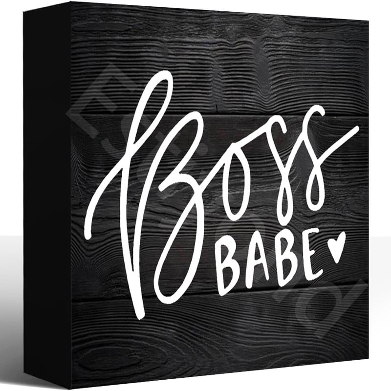 Boss Babe Wooden Box Sign Decorative Inspirational Quote Wood Box Sign ...