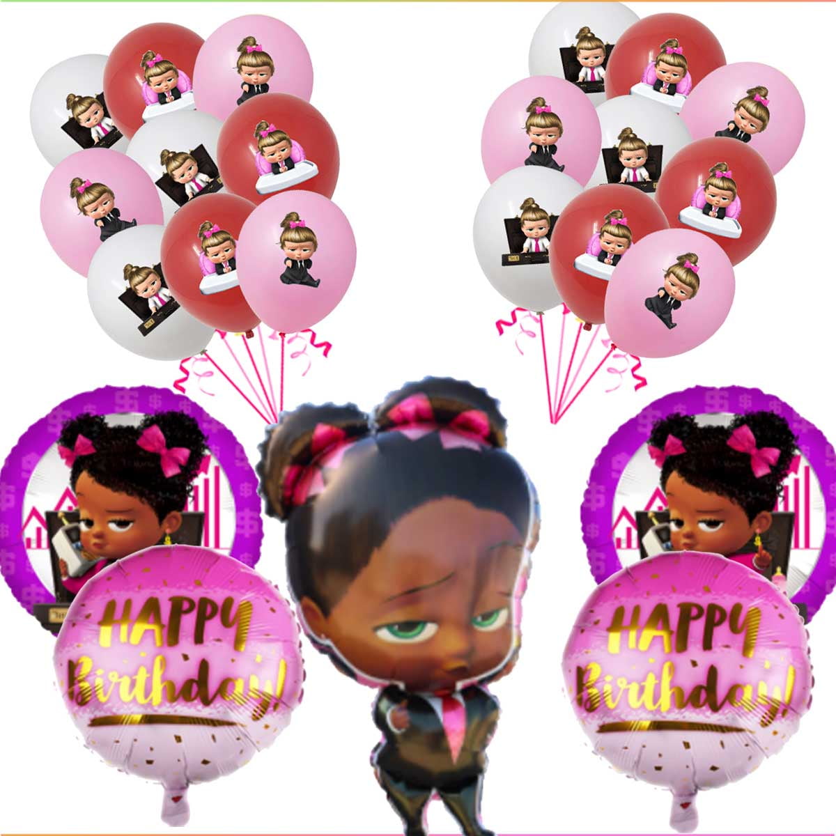 Boss Baby Africa Girl Balloons Birthday Party Supplies Decor Fans Set ...