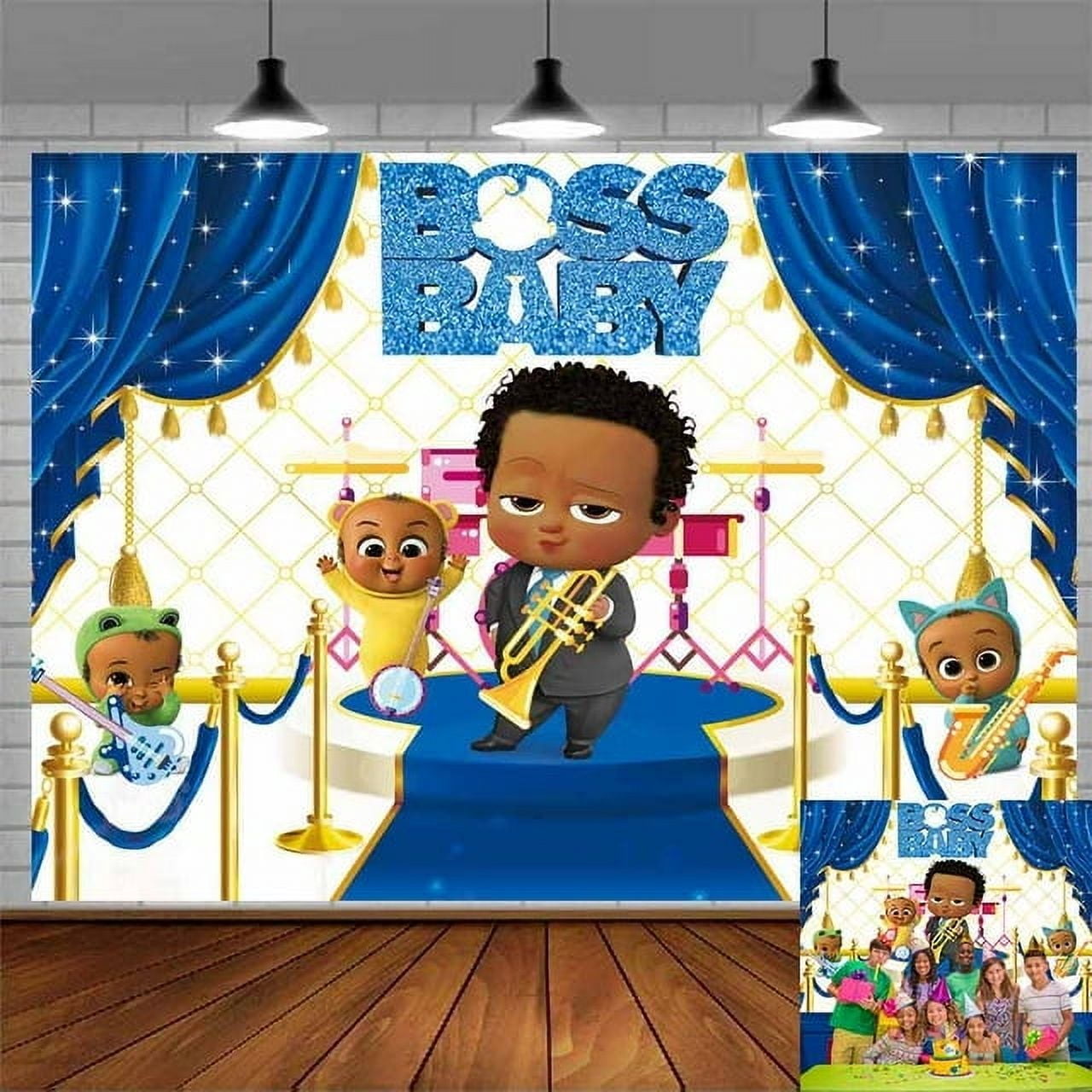 Boss Baby African Boy Black Background Backdrop Banner Decorations ...