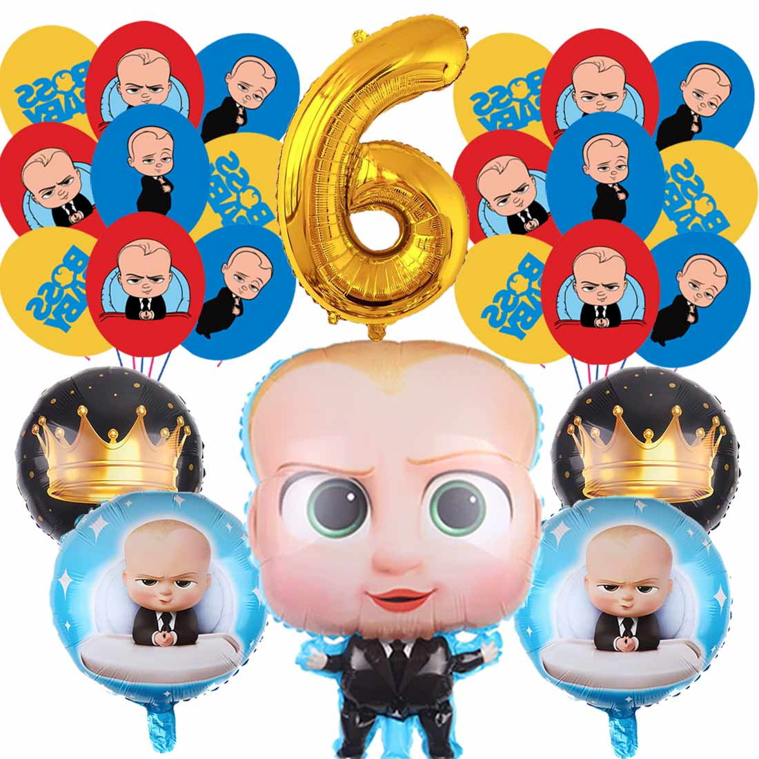 Boss Baby White Boy Balloons Party Supplies 6th Big Number Decorations ...