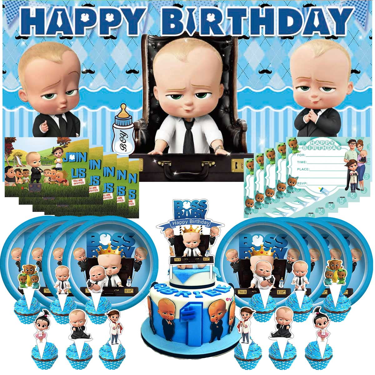 Boss Baby White Boy Invitation Cards Invite Party Supplies Decor ...