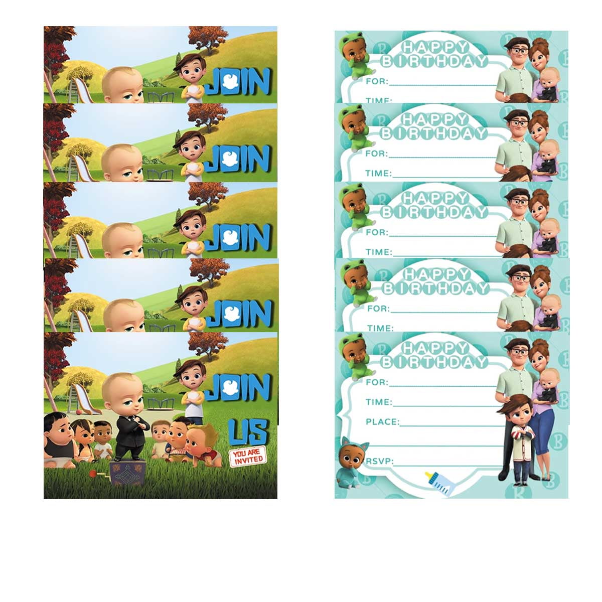 Boss Baby White Boy Invite Invitations Cards Stock Bulk Birthday Fill ...