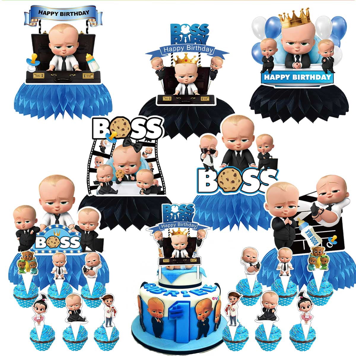 Boss Baby White Boy Party Supplies Honeycomb Centerpieces Table Toppers ...