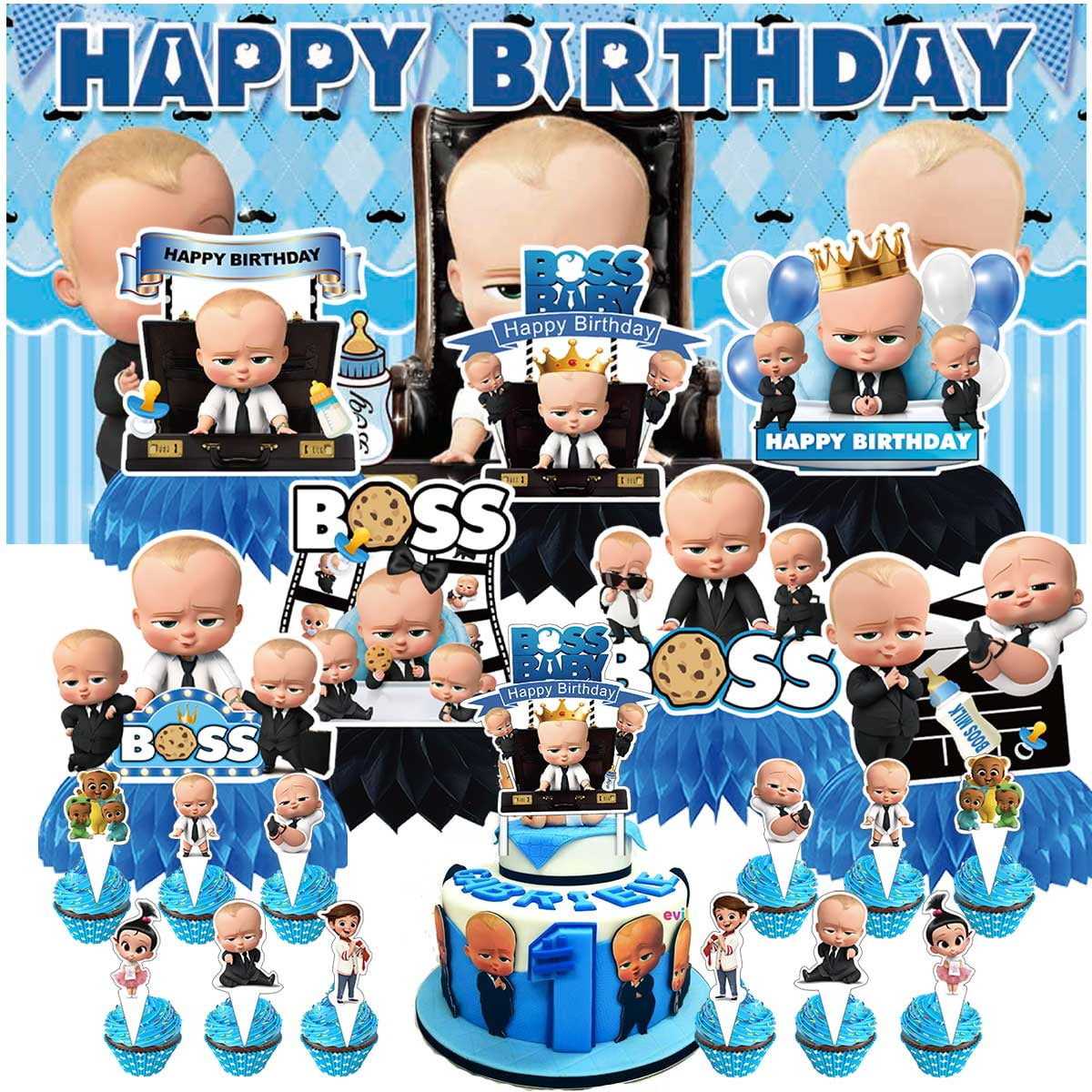 Boss Baby White Boy Party Supplies Honeycomb Centerpieces Table Toppers ...