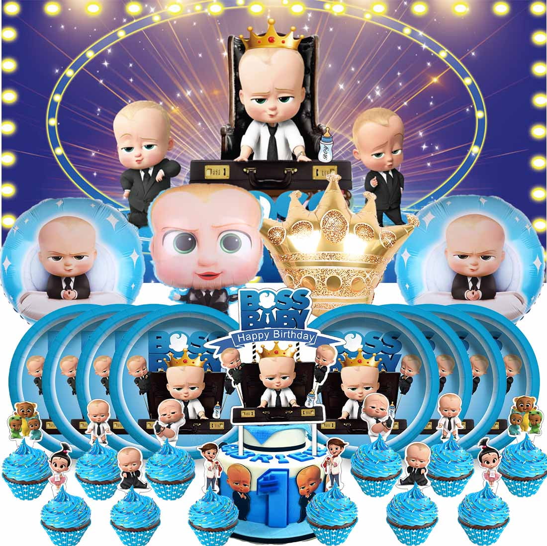 Boss Baby White Boy Party Supplies Plates Decorations Birthday Cake ...