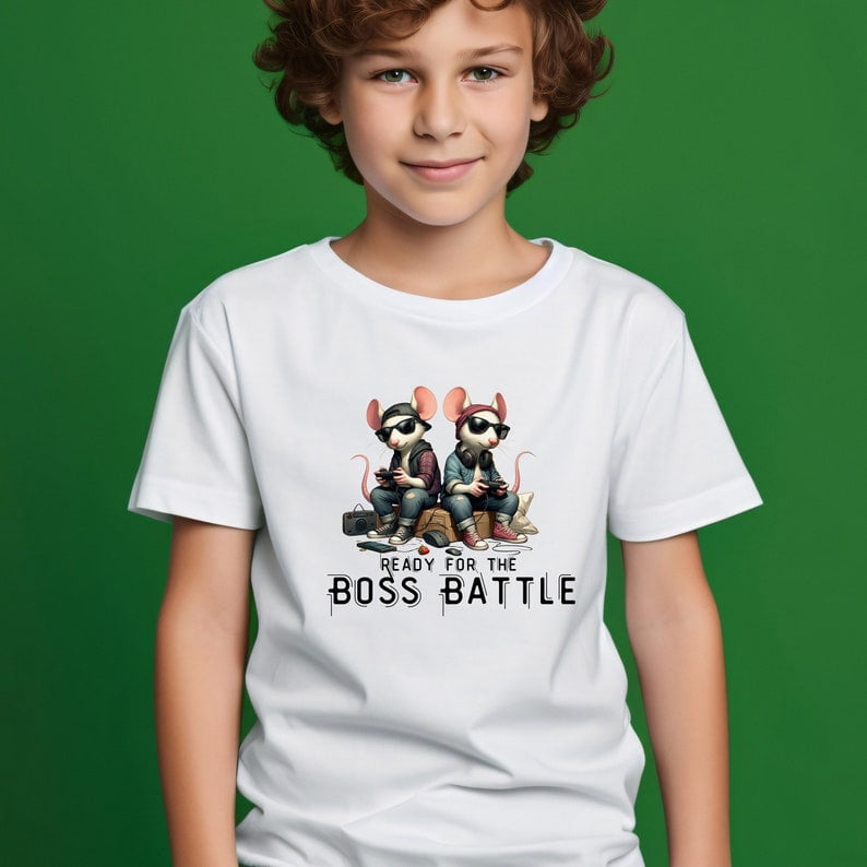 Boss Battle Rat T-Shirt Gaming T-Shirt Pet Rat Gift Fun Game Terms ...