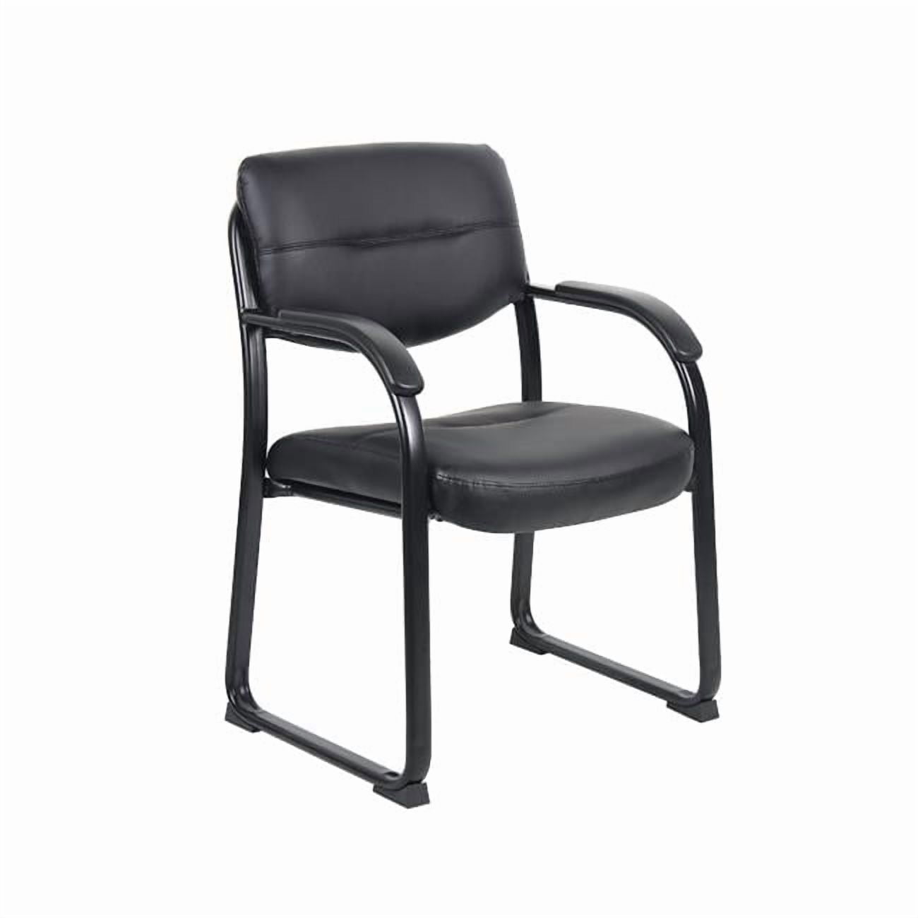 Boss Boss Leather Sled Base Side Chair with Arms - Black - Walmart.com