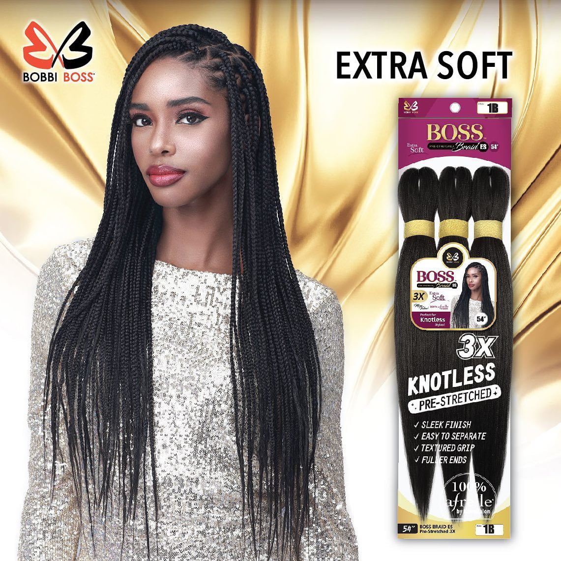 Bobbi Boss Extra Soft Pre-Stretched 54” Boss Braid 3X Pack - Walmart.com