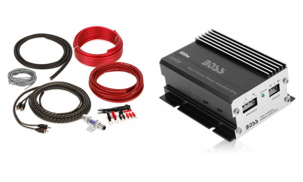 Boss CE102 Amplifier + 8 Gauge Wiring Kit CHAOS EPIC Series 100 Watts 2 ...