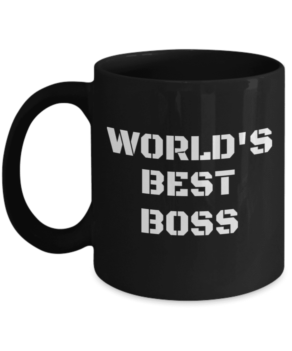 Boss Coffee Mug, Office Coffee Mug , Worlds Best Boss - Black Porcelain ...