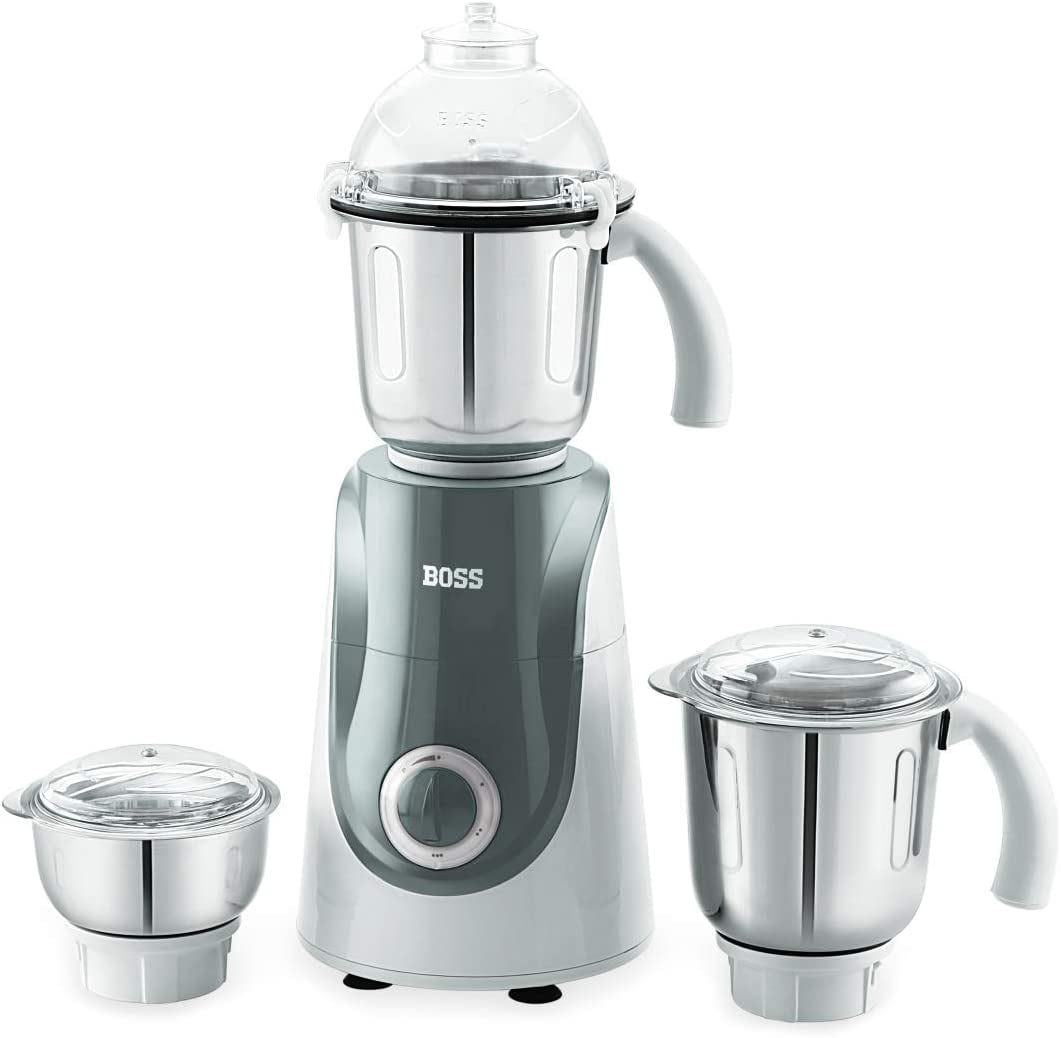 Boss Crown Wet & Dry Mixer Grinder Powerful 750W with 3 Stainless Steel ...