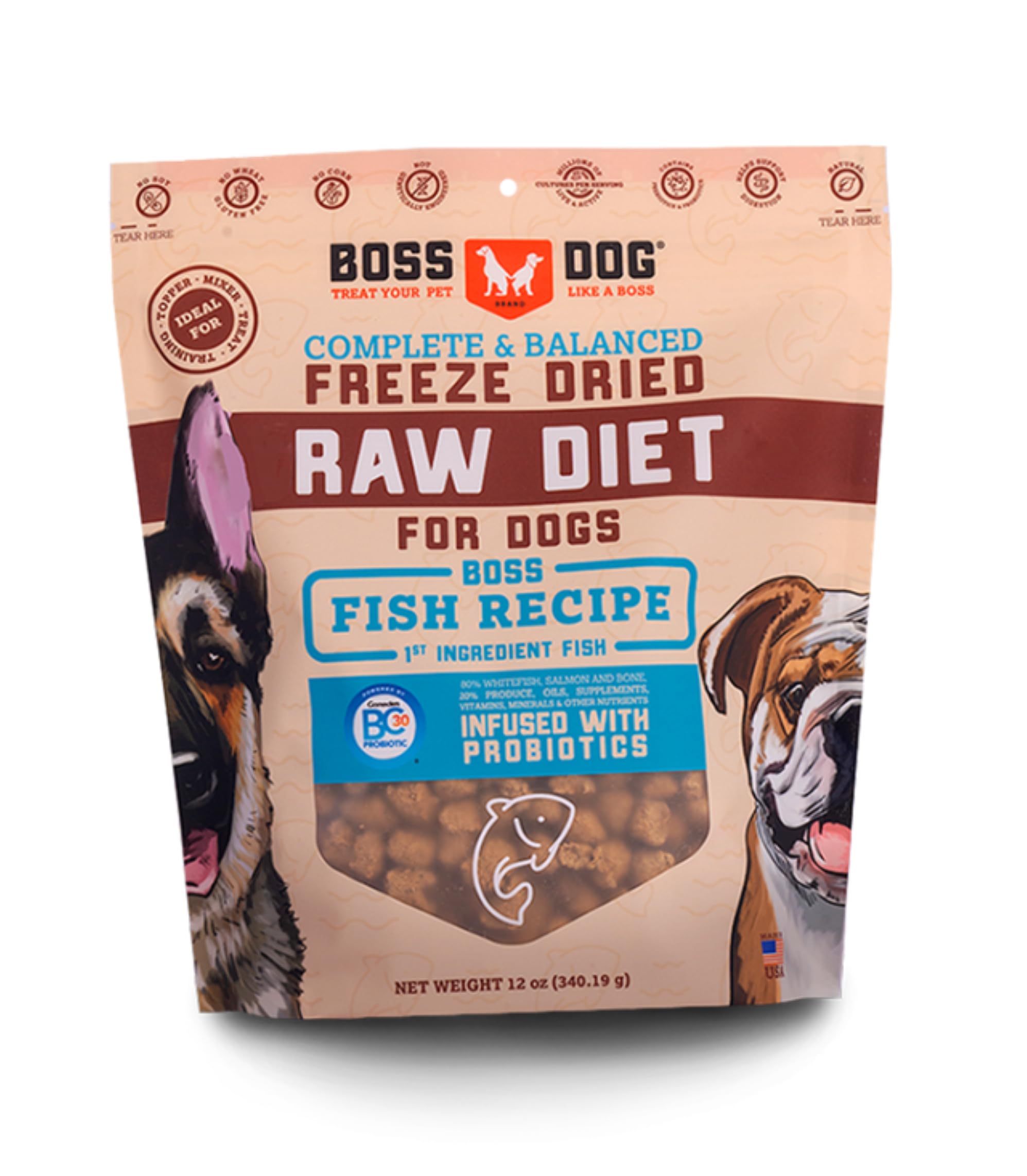 Boss Dog Complete & Balanced Freeze Dried Raw Diet for Dogs, Fish ...