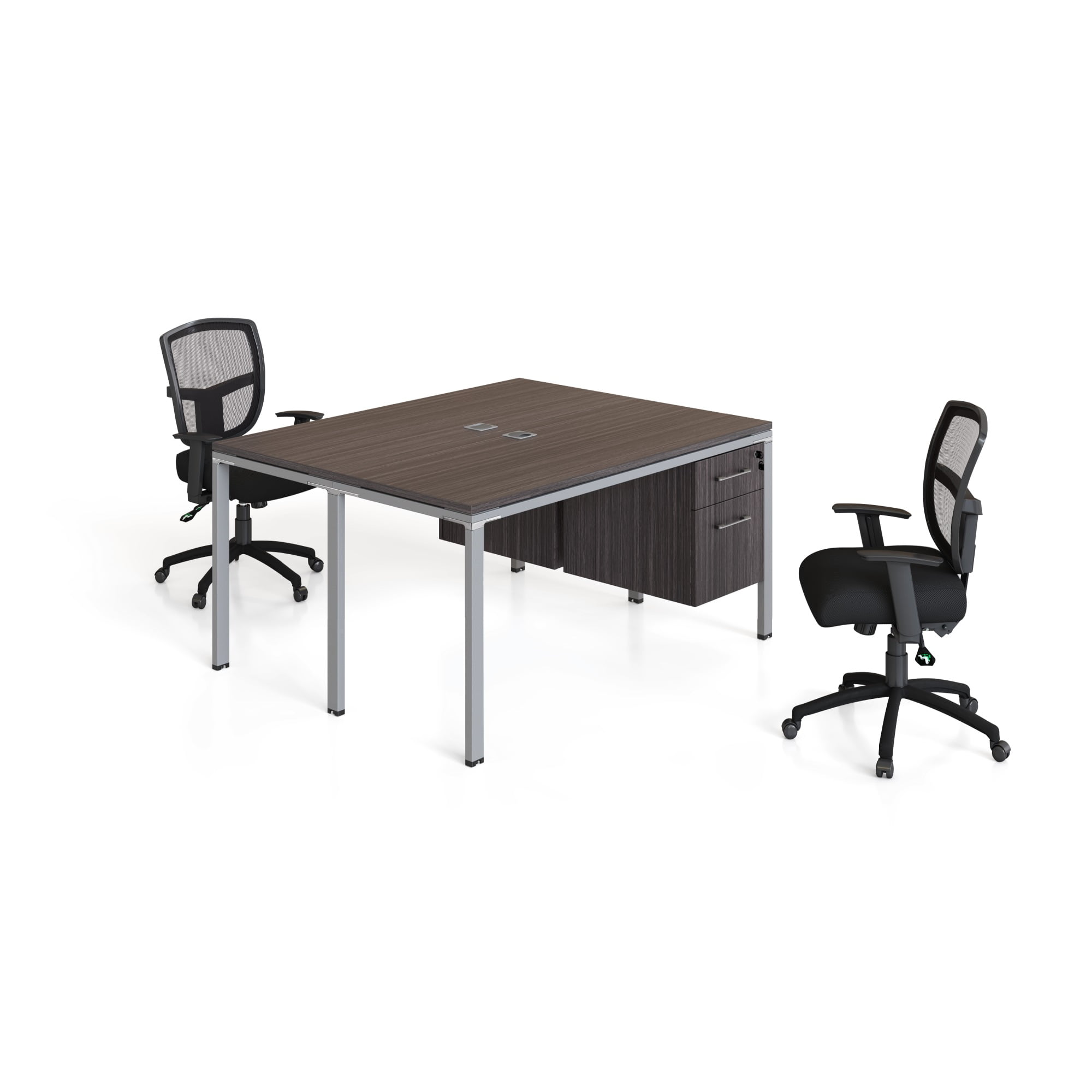 Boss Double Desk, Face To Face With (2) Pedestals, 48" X 24" Desk Top ...