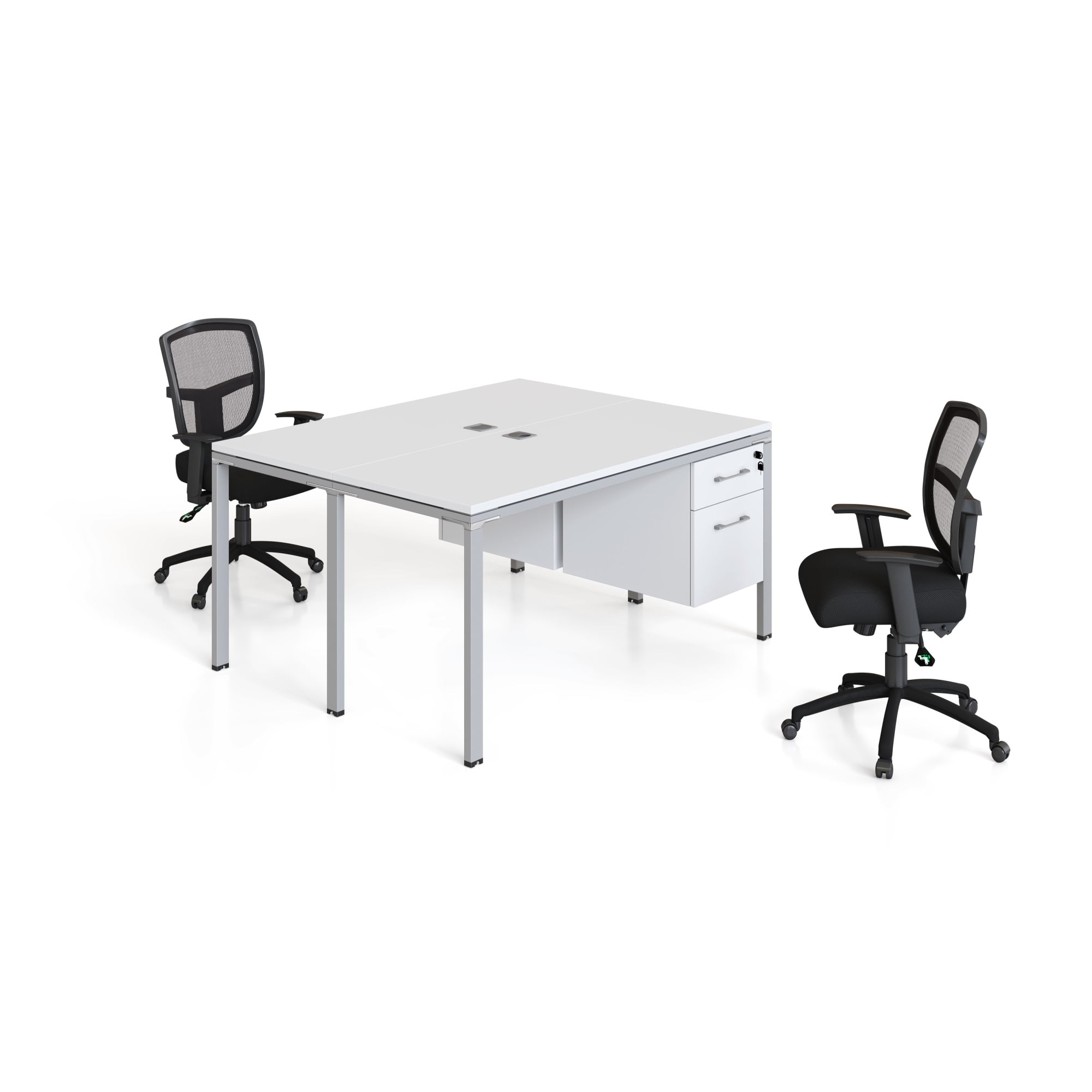 Boss Office Products Double Desk, Face To Face With (2) Pedestals, 60 ...