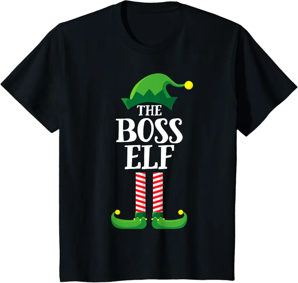 Boss Elf Matching Family Group Christmas Party Pyjamas T-Shirt ...