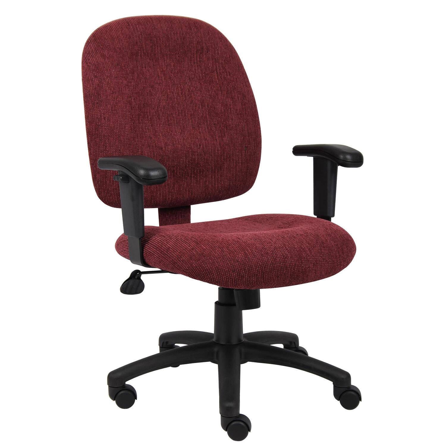 Boss Office Products Fabric Task Chair with Adjustable Arms-Color:Wine ...
