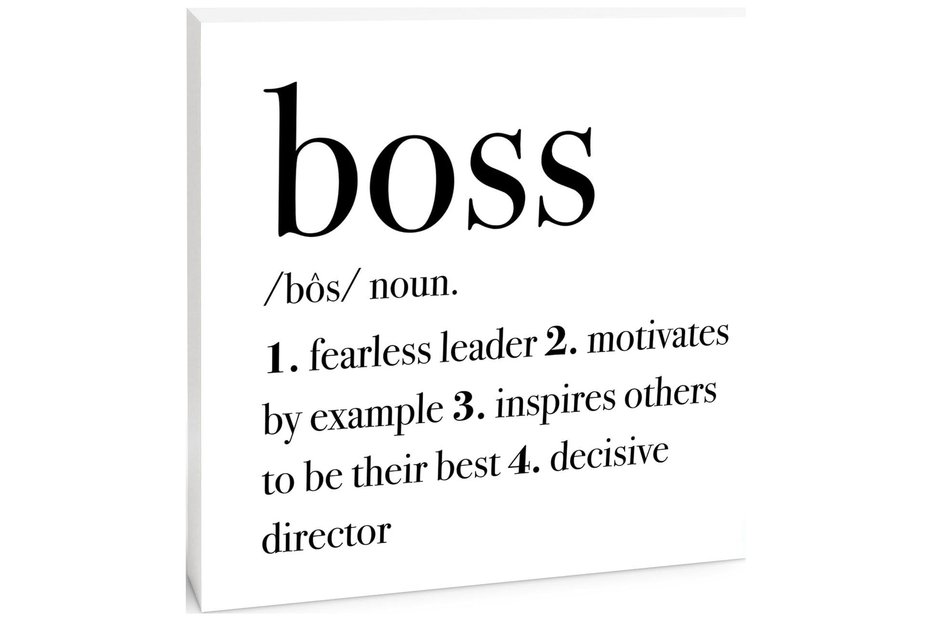 Boss Fearless Leader Black Script 10 x 10 Wood Tabletop Sign Plaque ...