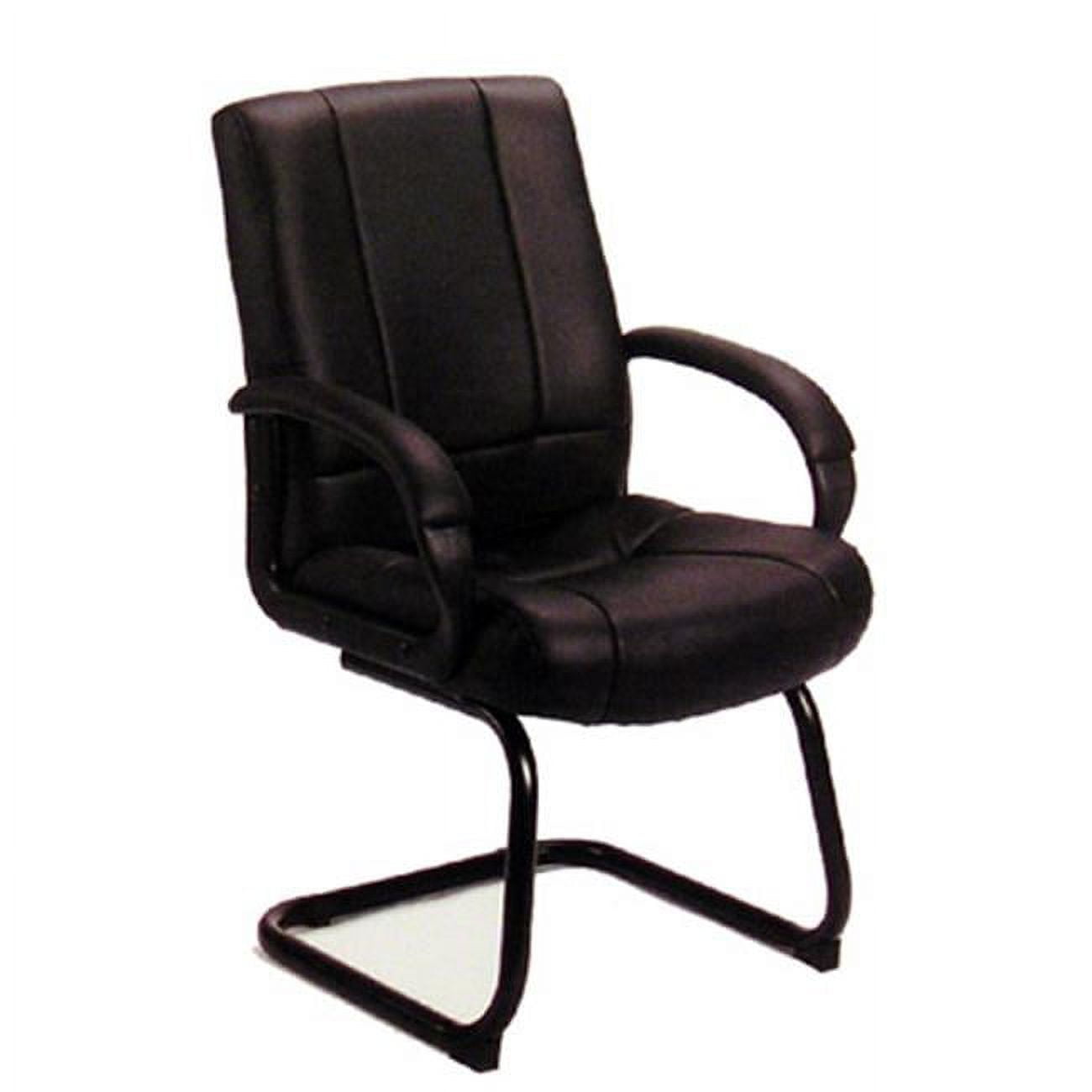 Boss High Back Leather Guest Chair With Padded Arm Rests - Black 20in.D ...