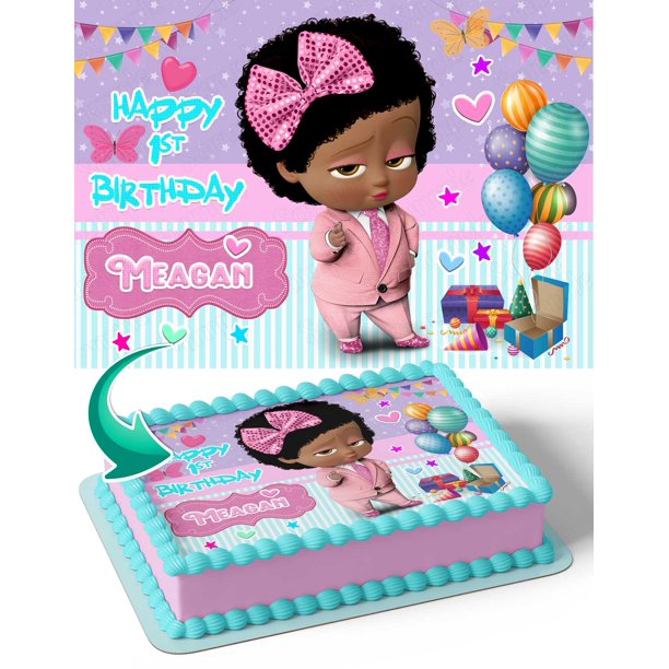 Boss Kid Girl African American Edible Image Cake Topper Personalized ...