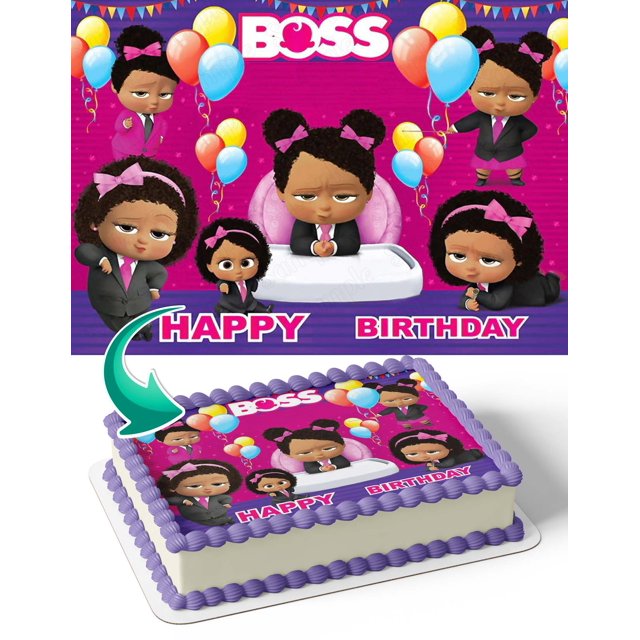 Boss Kid Girl Afro Girsl Cute Edible Image Cake Topper Personalized ...