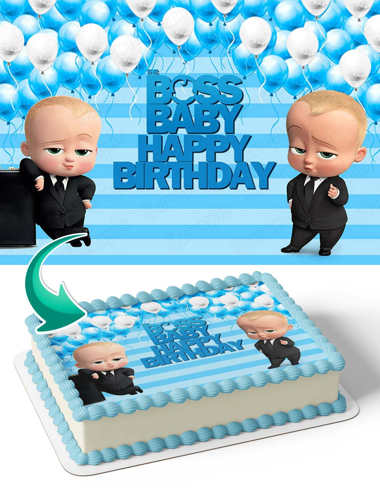 Boss Kid Kids Cartoon B Edible Image Cake Topper Personalized Birthday ...