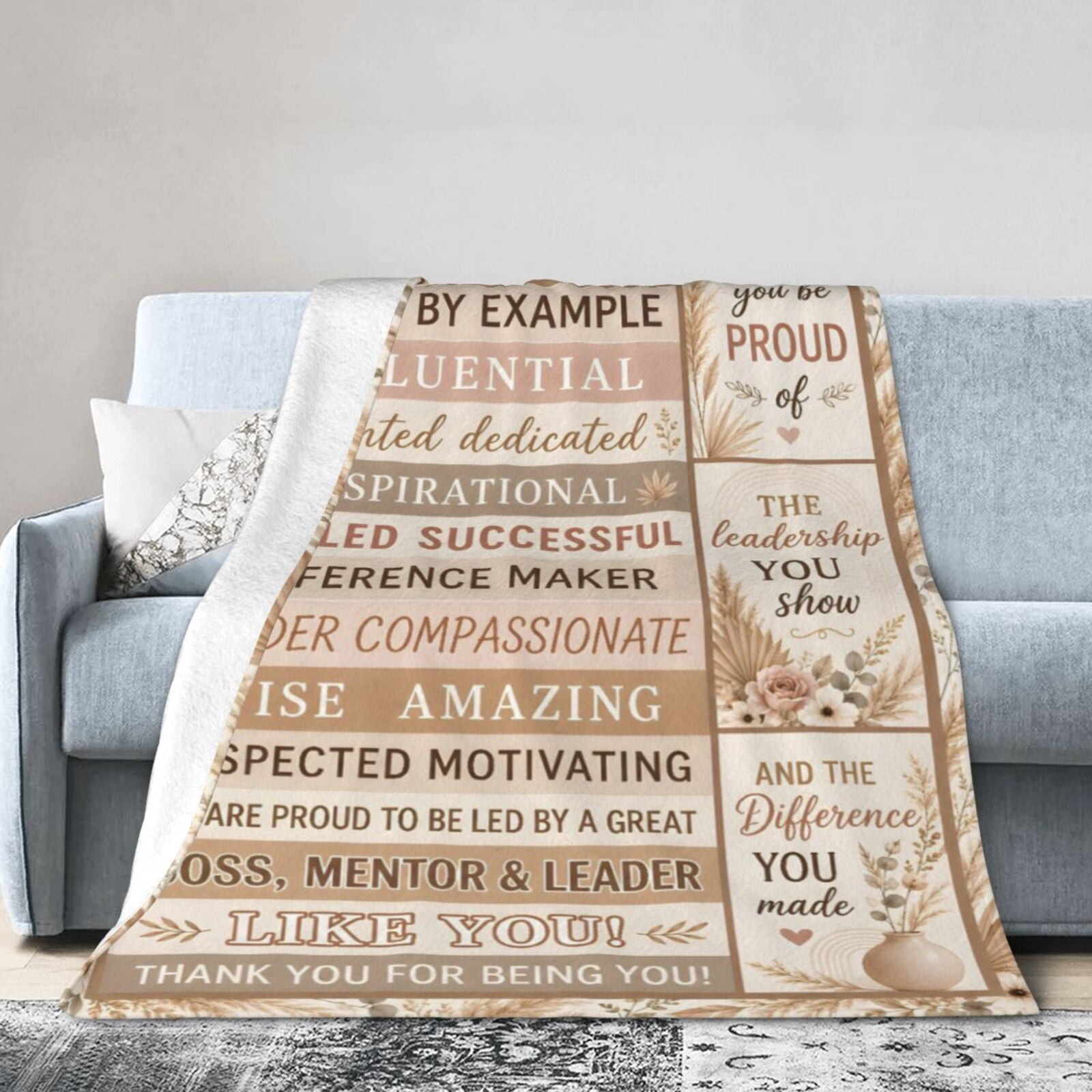 Boss Lady Appreciation Blanket Gift Throw Blanket Cozy Soft Boho Floral ...