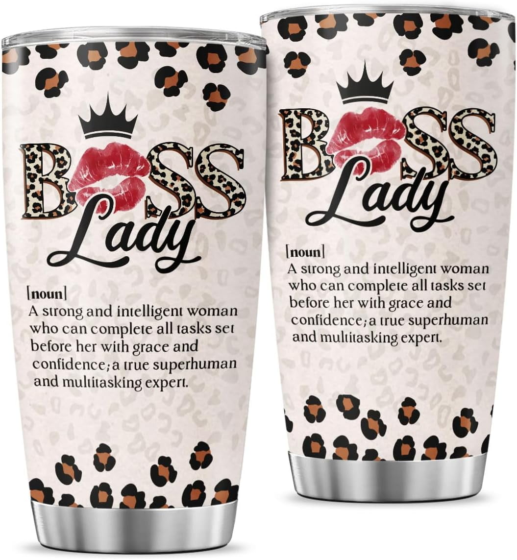Boss Lady Definition Cup for Women, Leopard Print Lips Crown Design ...
