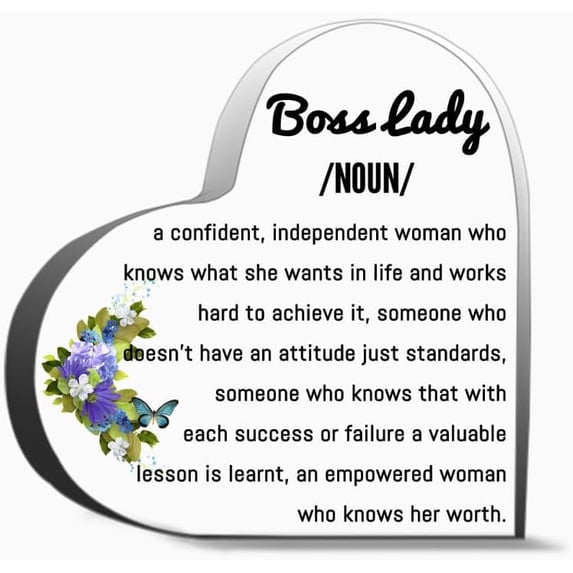 Boss Lady Definition Unique Acrylic Heart Shaped Plaque Desk ...