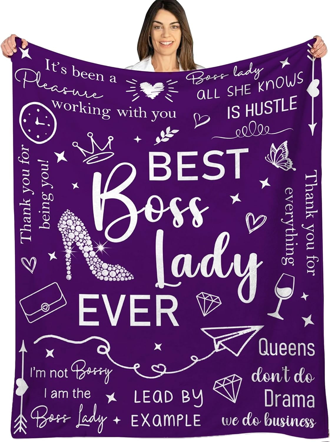 Boss Lady Gifts for Women Purple, Bosses Day Gifts for Her Throw ...