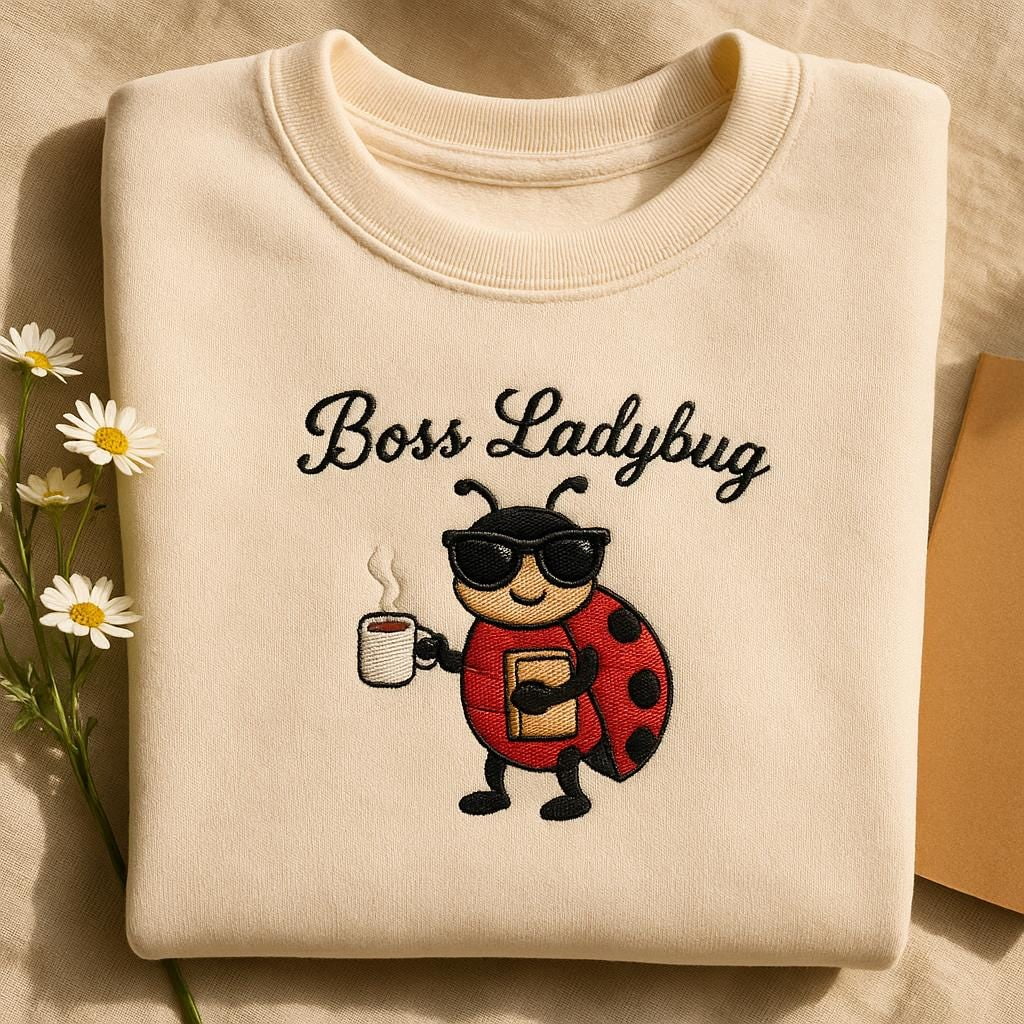 Boss Ladybug Embroidered Sweatshirt, Business Ladybug Shirt, Funny ...