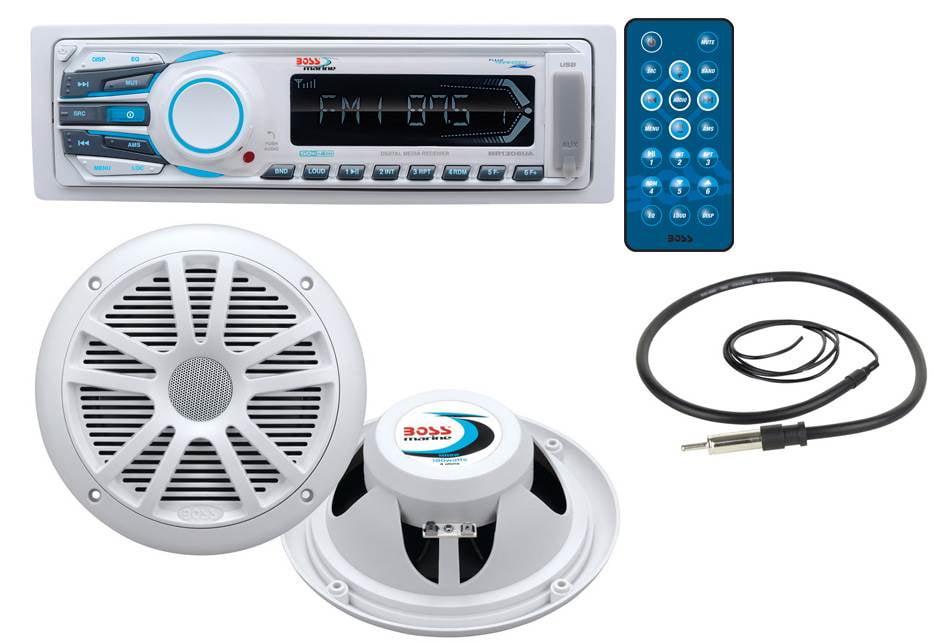 Boss MCK1306W.6 Marine/Boat USB/SD Aux Receiver w/6.5" Speakers+Antenna ...