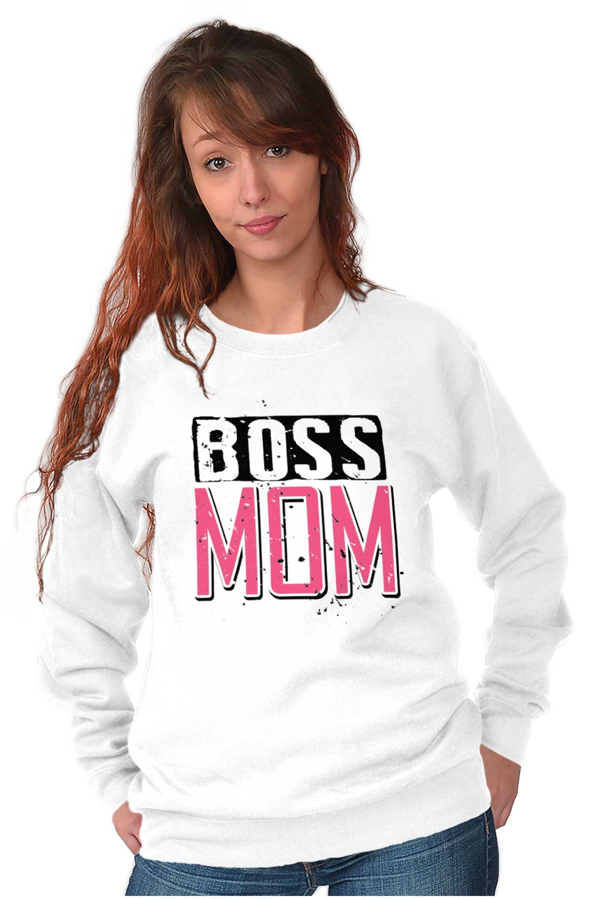 Boss Mom Funny Mothers Day Momma Women Crewneck Sweatshirt Brisco ...