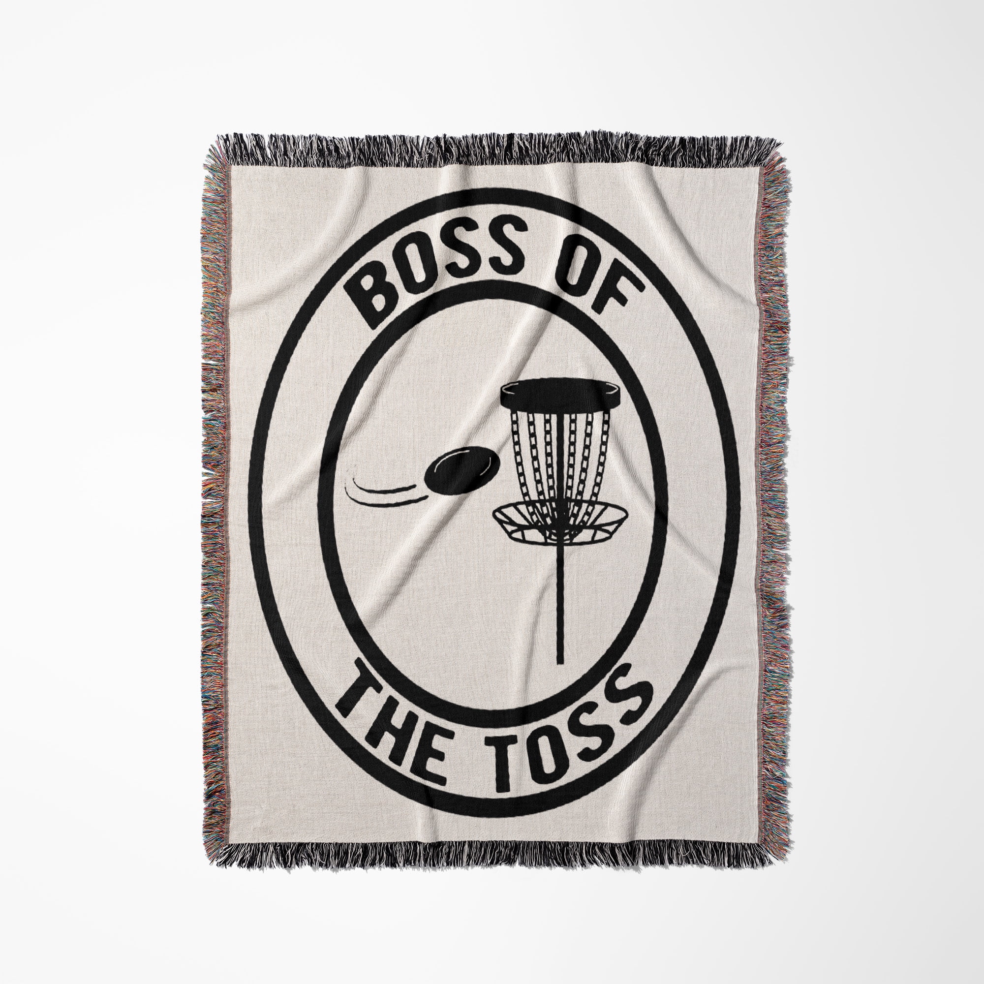 Boss Of The Toss In A Circle With Disc Golf Basket And Disc On White ...