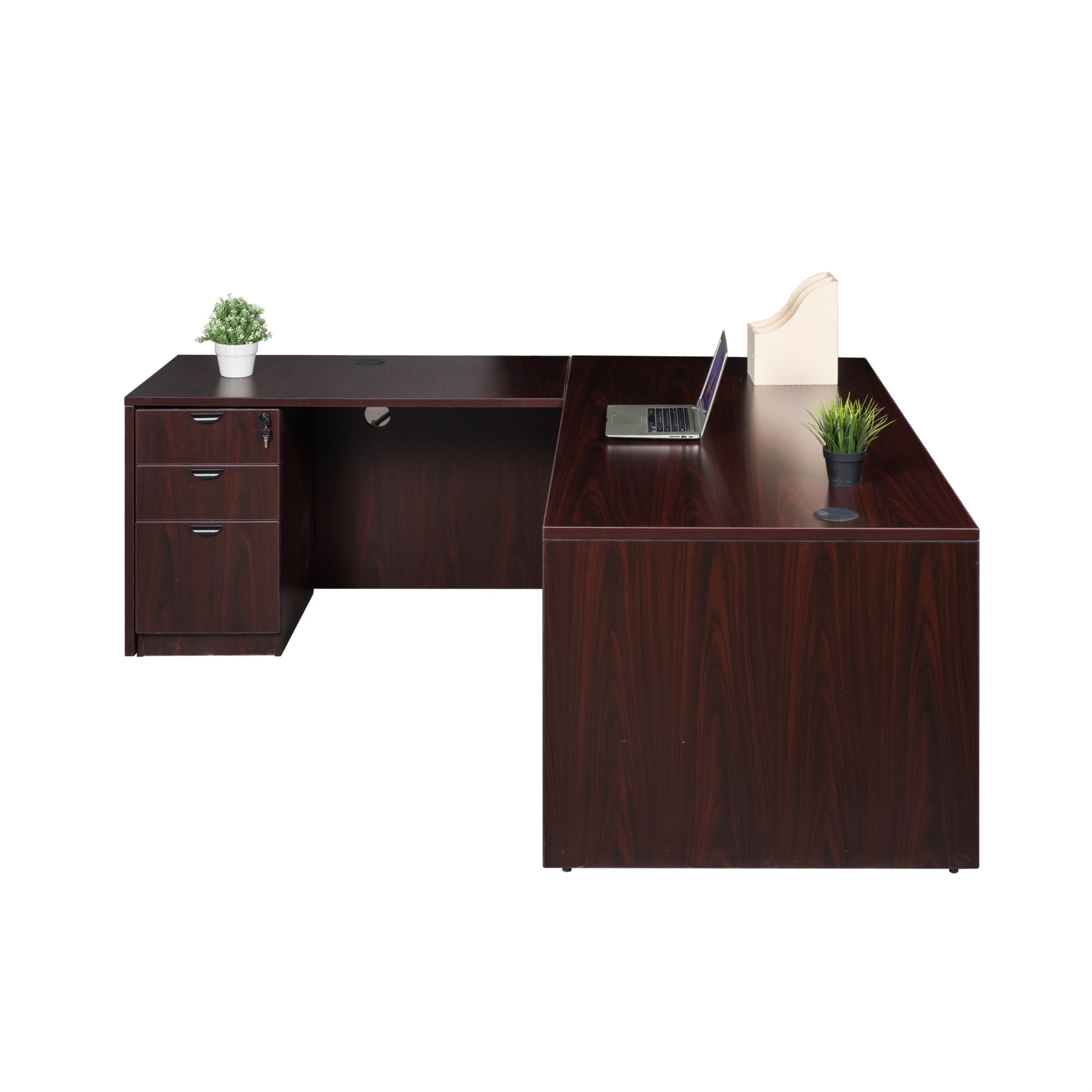 Boss Office Products 66 Inch Executive L-Shape Corner Desk with Box/Box ...