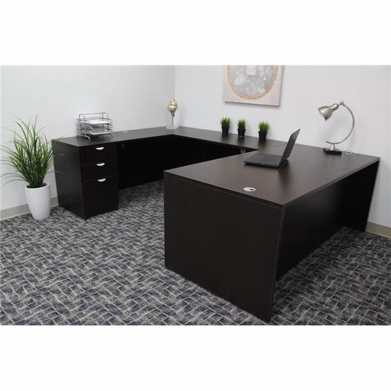 Boss Office Products 66 Inch Executive U-Shape Desk with File Pedestal ...