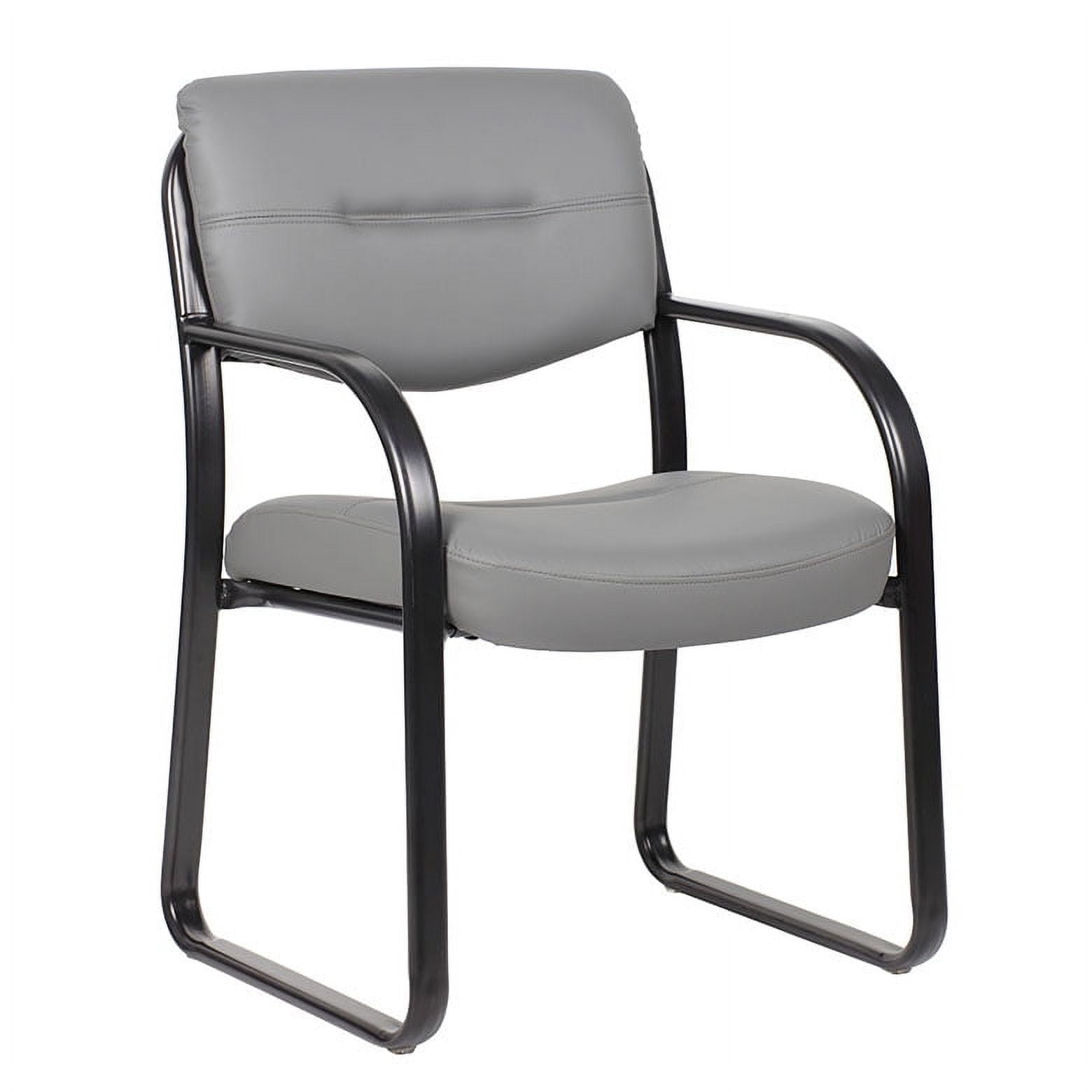 Boss Office Products Leather Sled Base Reception Chair, Grey - Walmart.com