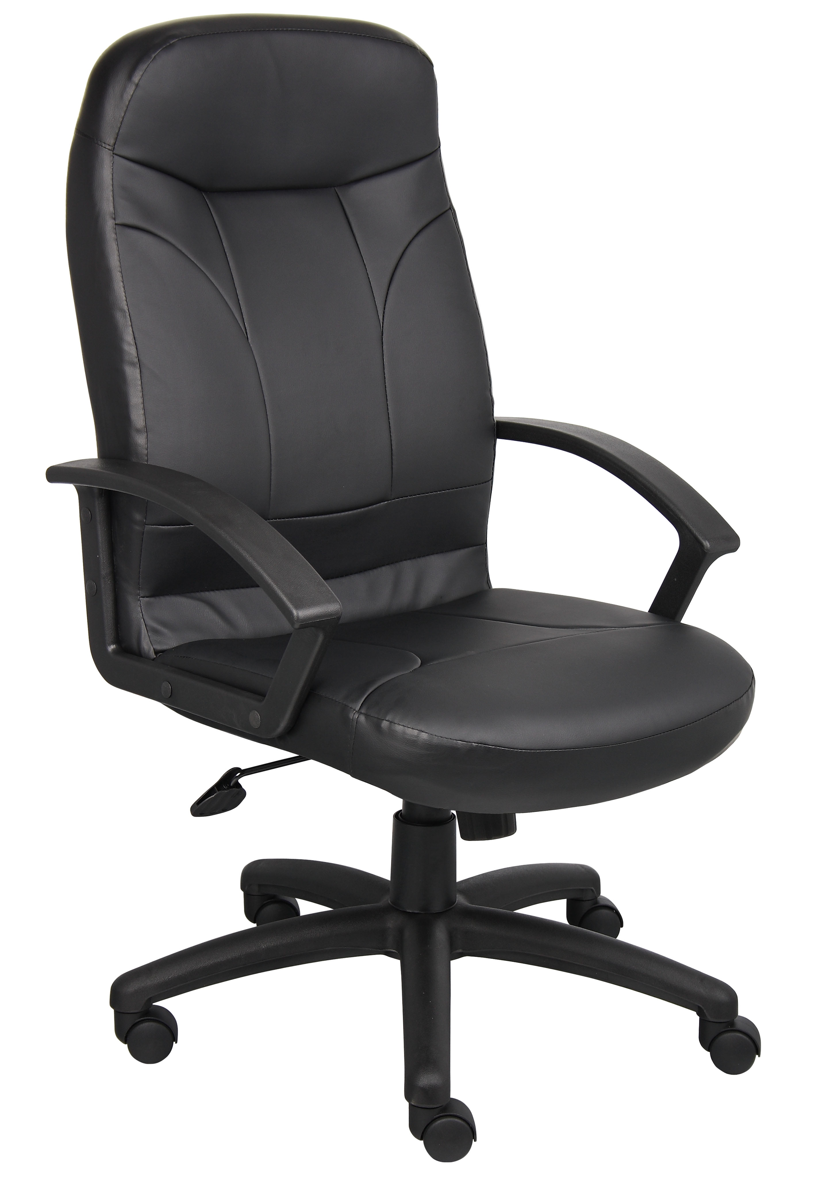Boss Office Products LeatherPlus High Back Executive Chair with Casters ...