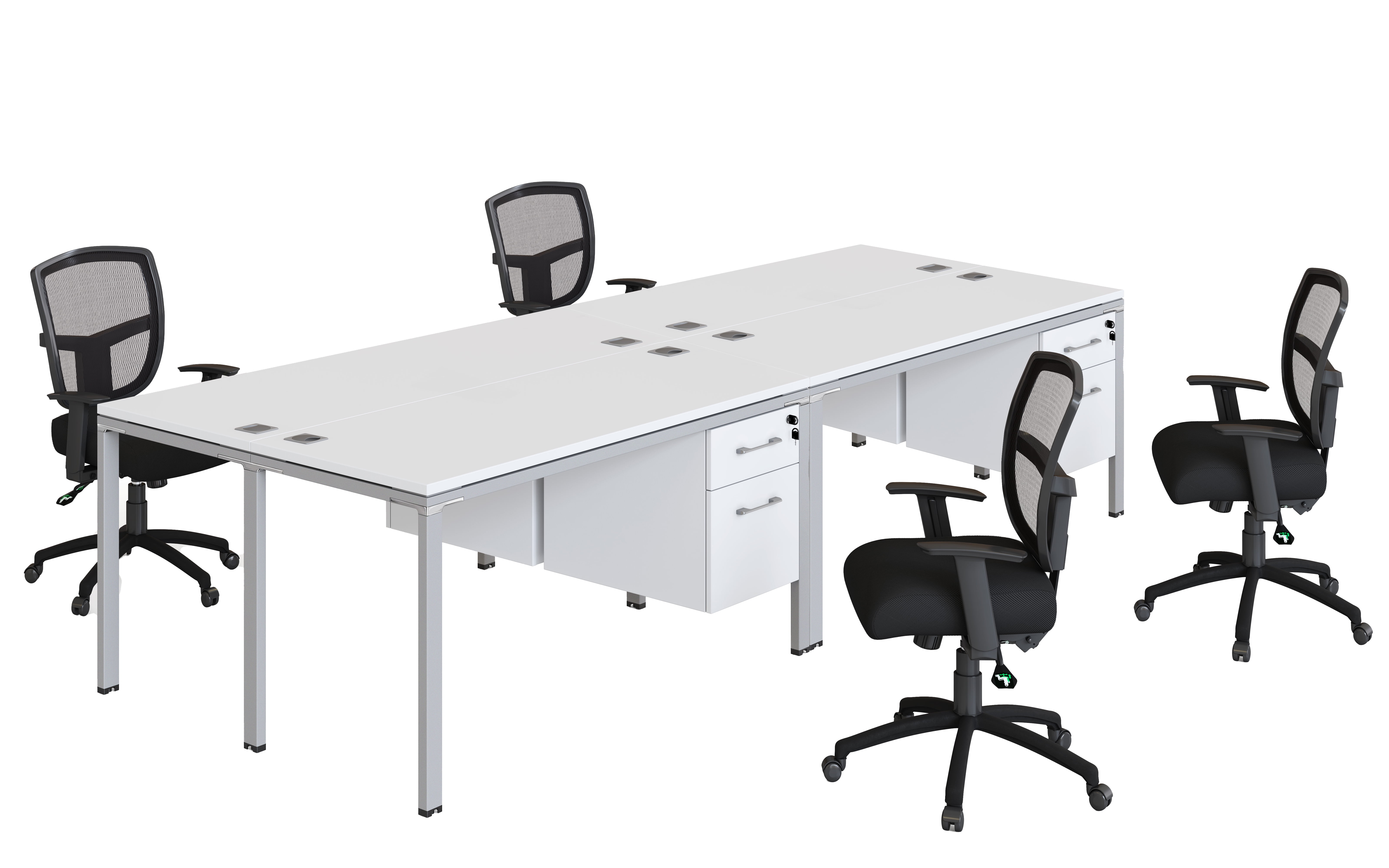 Boss Office Products Simple System 66" x 30" Quad Desks with (4 ...